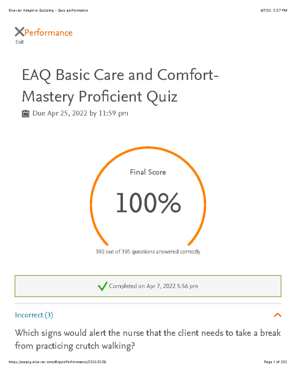 EAQ Basic Care and Comfort - ####### Exit Performance EAQ Basic Care ...