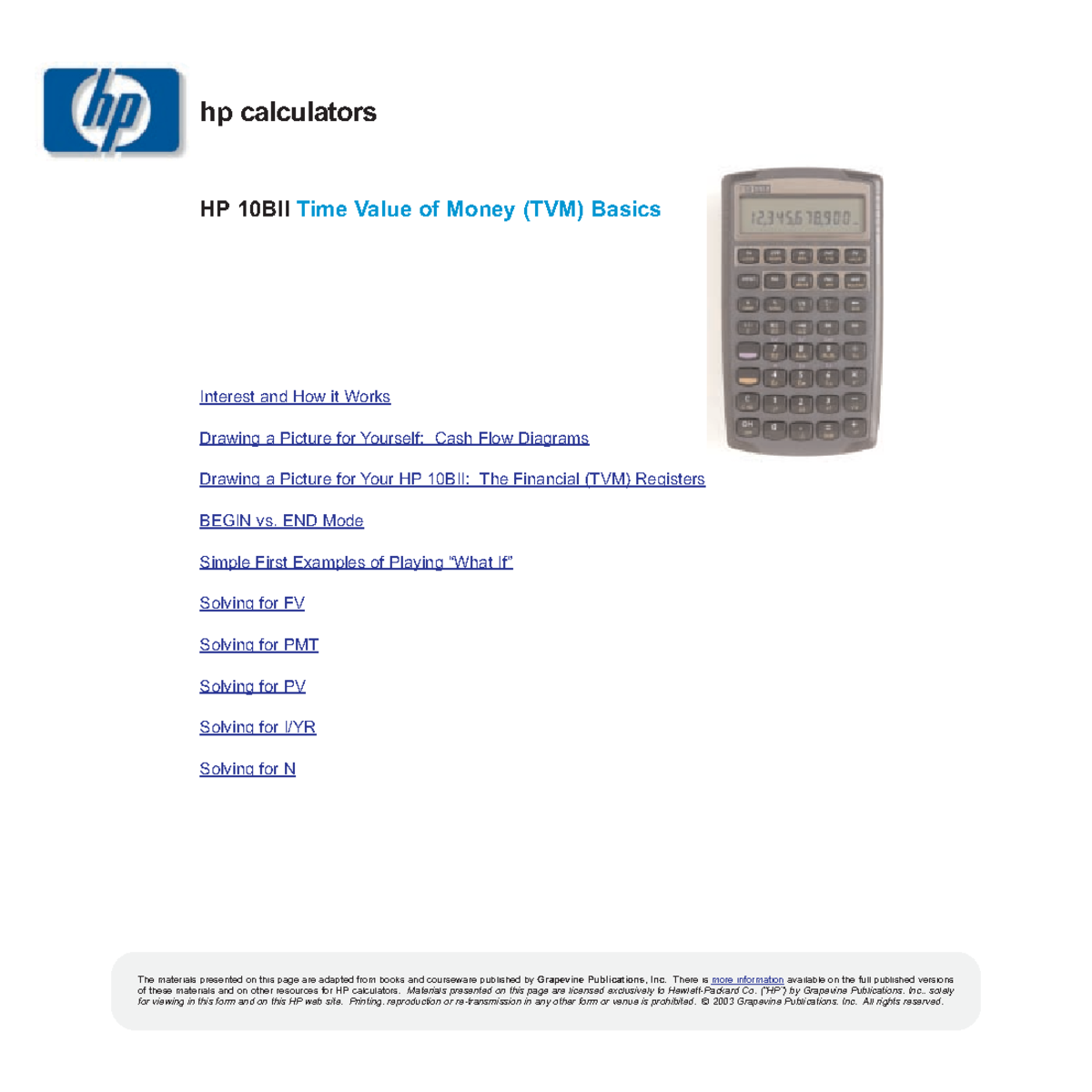 HP Calculator - HP 10BII Time Value of Money (TVM) Basics Interest and ...