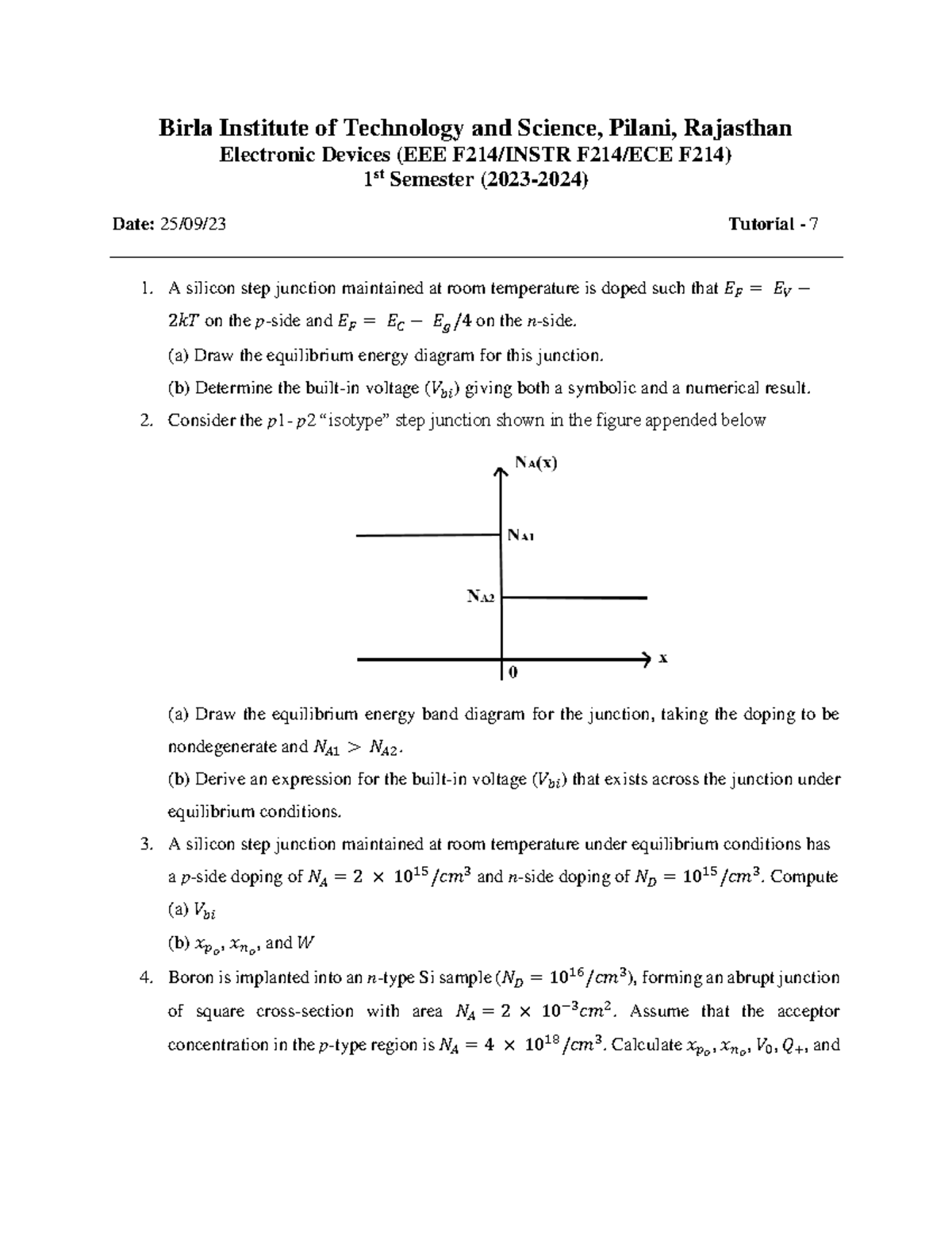 Tutorial-7 - Birla Institute of Technology and Science, Pilani ...
