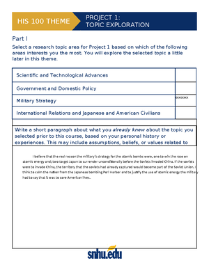 IDS 403 Milestone lens - IDS 403: MILESTONE ONE IDS 403 Critical ...