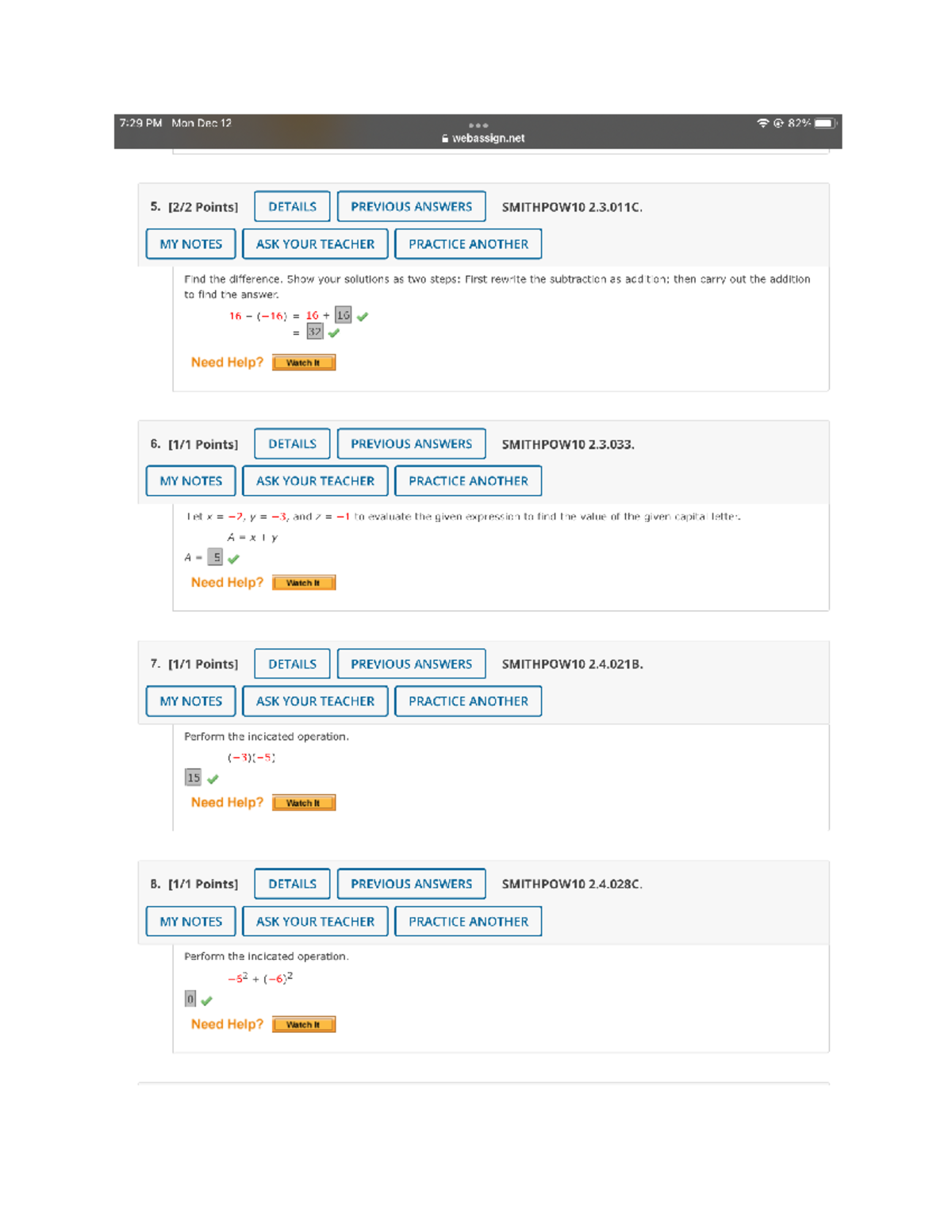 MTH 130 Quiz 2 - Help you study - 7:29 PM Mon Dec 12 webassign 5 ...