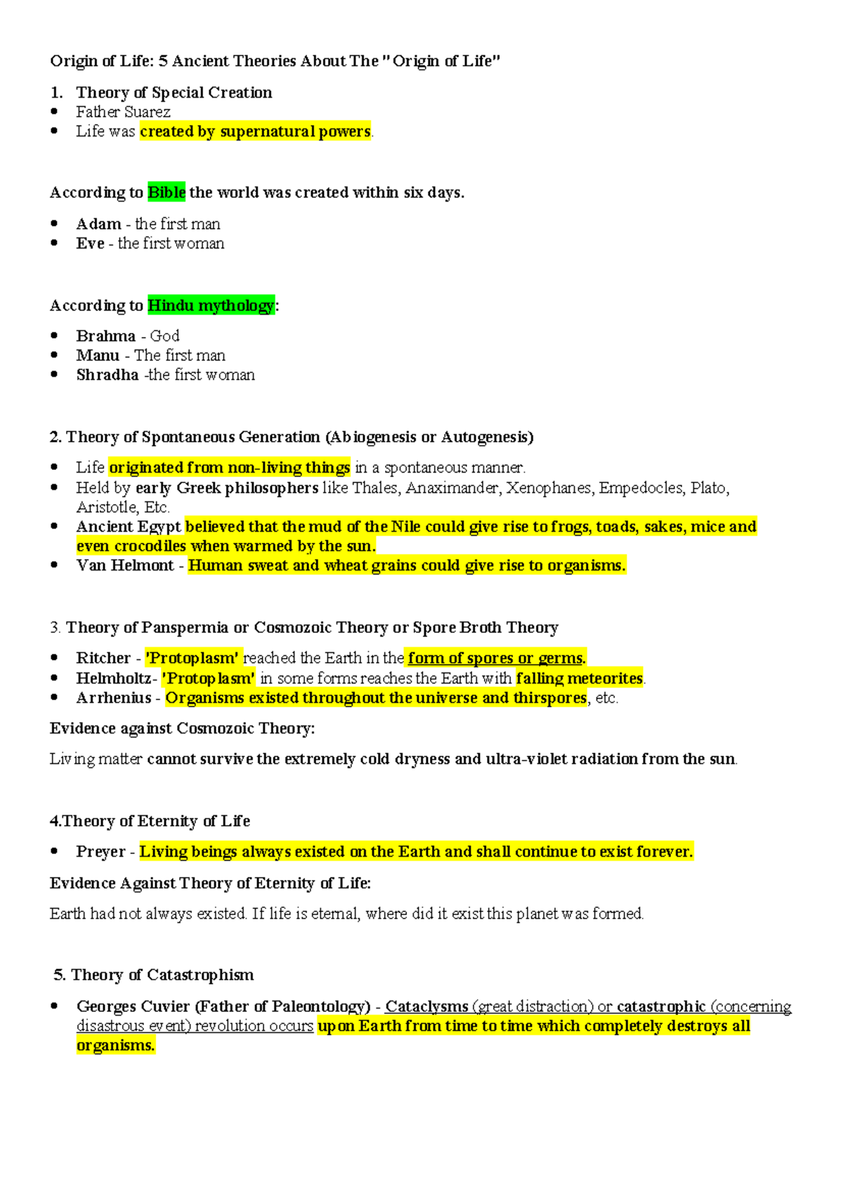 BIO 2 REV 2 - Origin of Life: 5 Ancient Theories About The "Origin of ...
