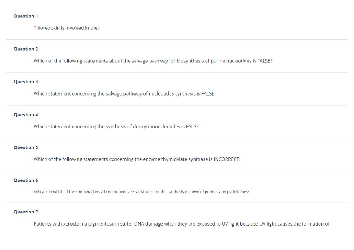 Biochem Exam Questions 80qs - Biochemistry - Studocu