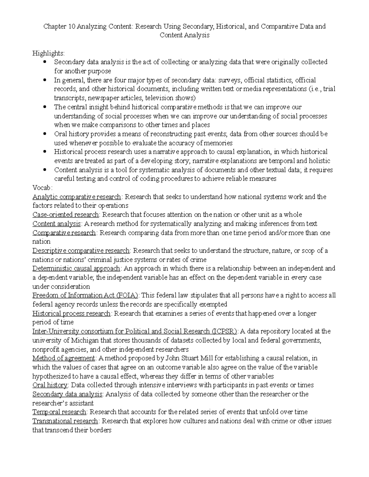 Chapter 10 Analyzing Content Notes - Chapter 10 Analyzing Content ...