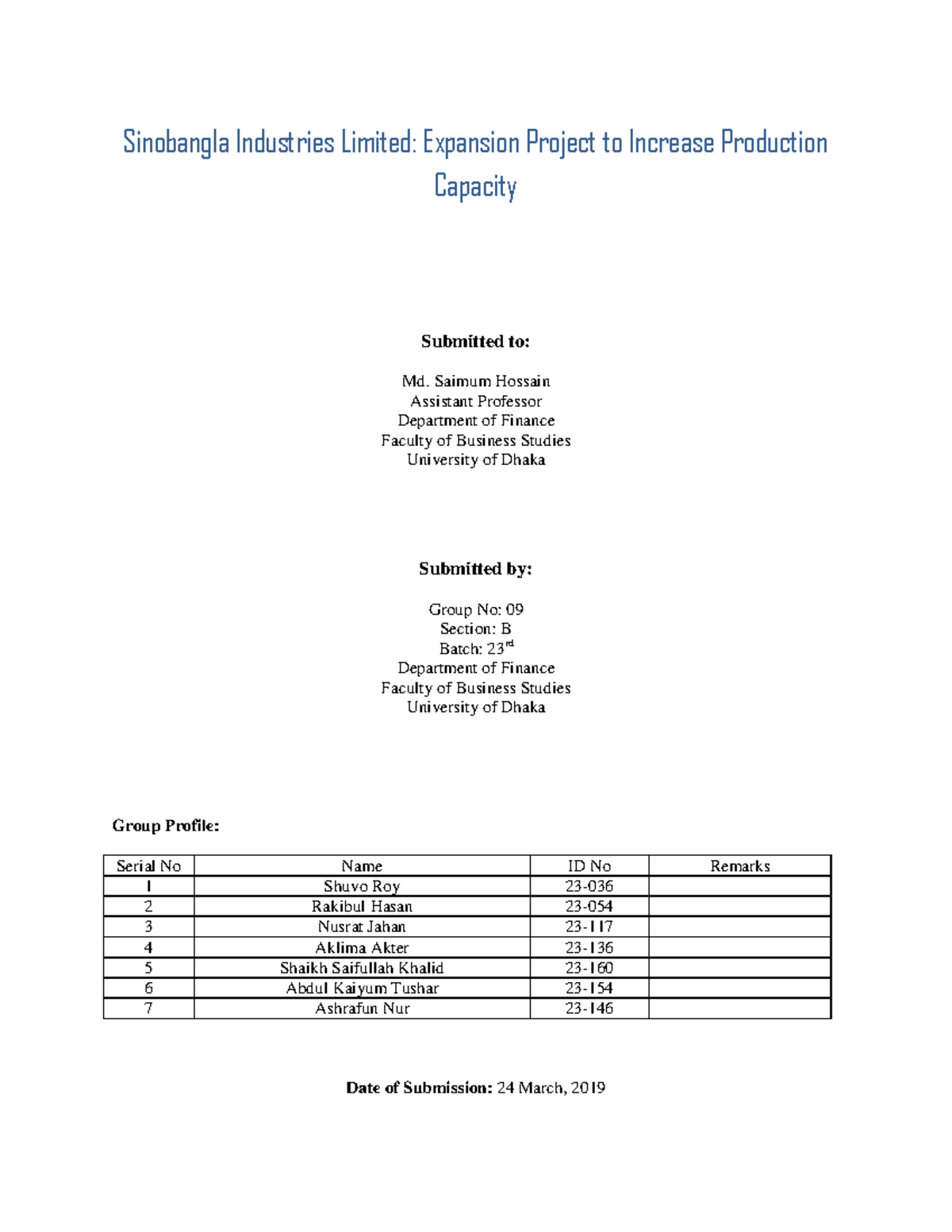 Sinobangla Industries Limited: Expansion Project to Increase Production ...