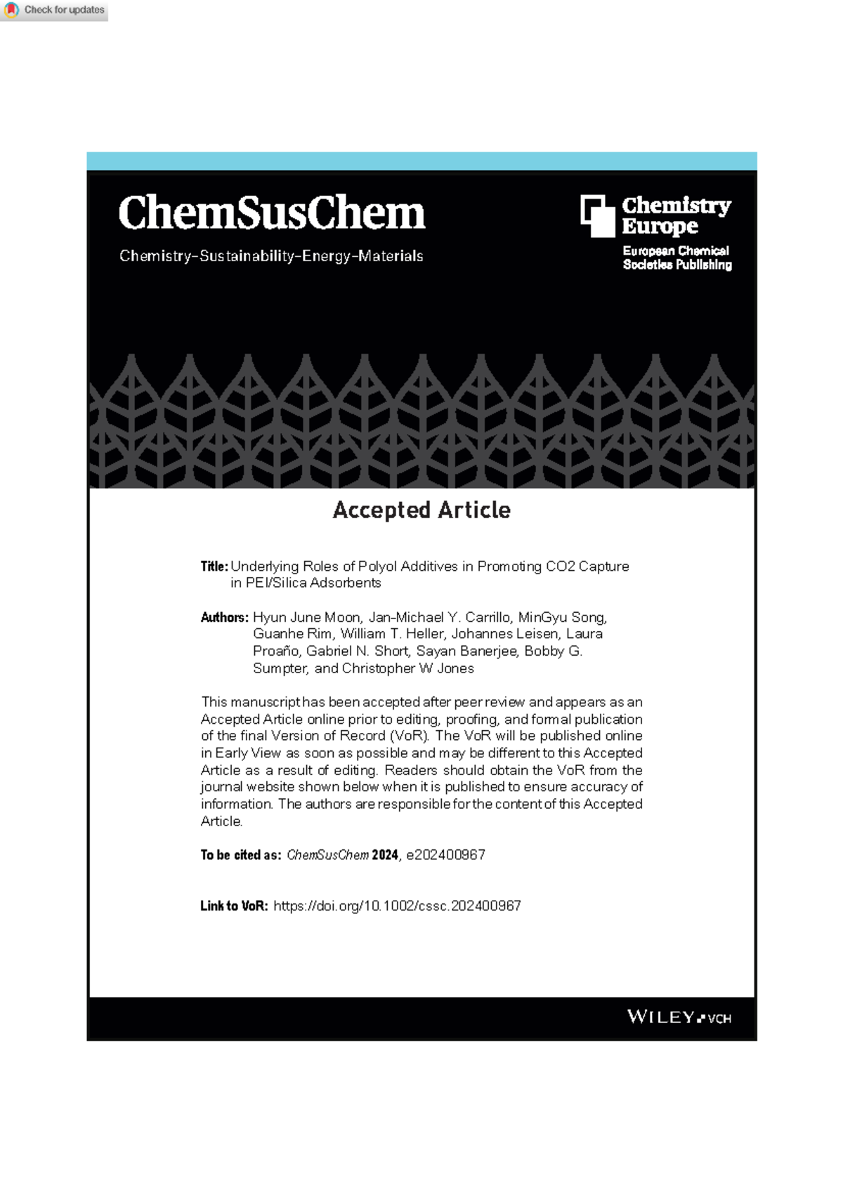 Chem Sus Chem - 2024 - Moon - Underlying Roles of Polyol Additives in ...