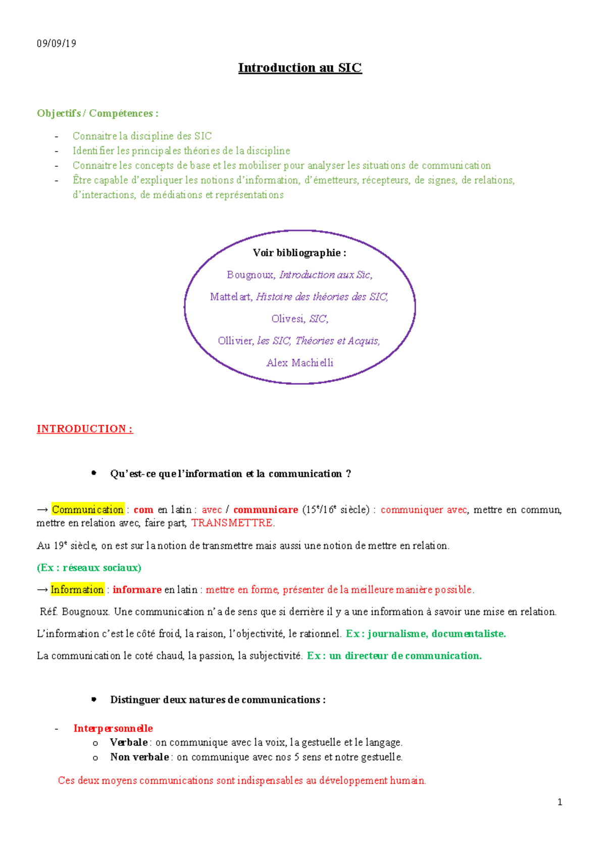 Introduction aux Sciences de la Communication - 09/09/ Introduction au ...