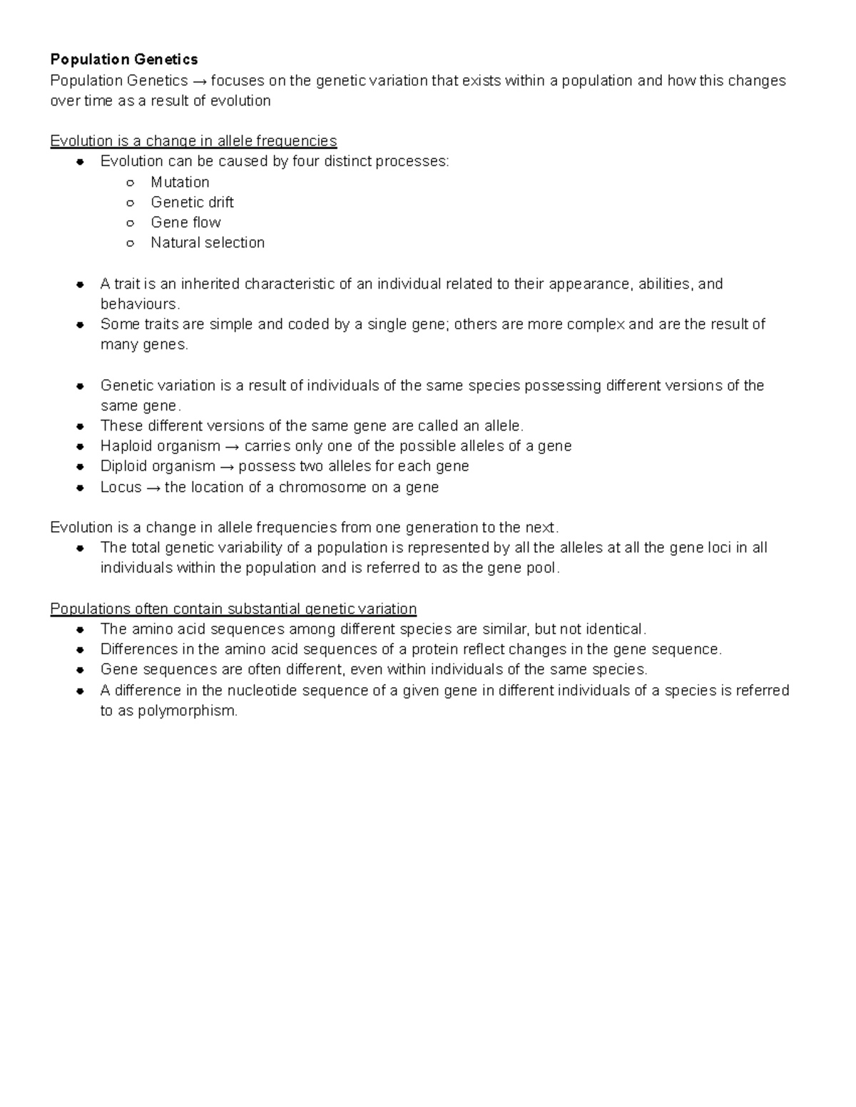 Introduction to Population Genetics: Definitions and Facts - Population ...