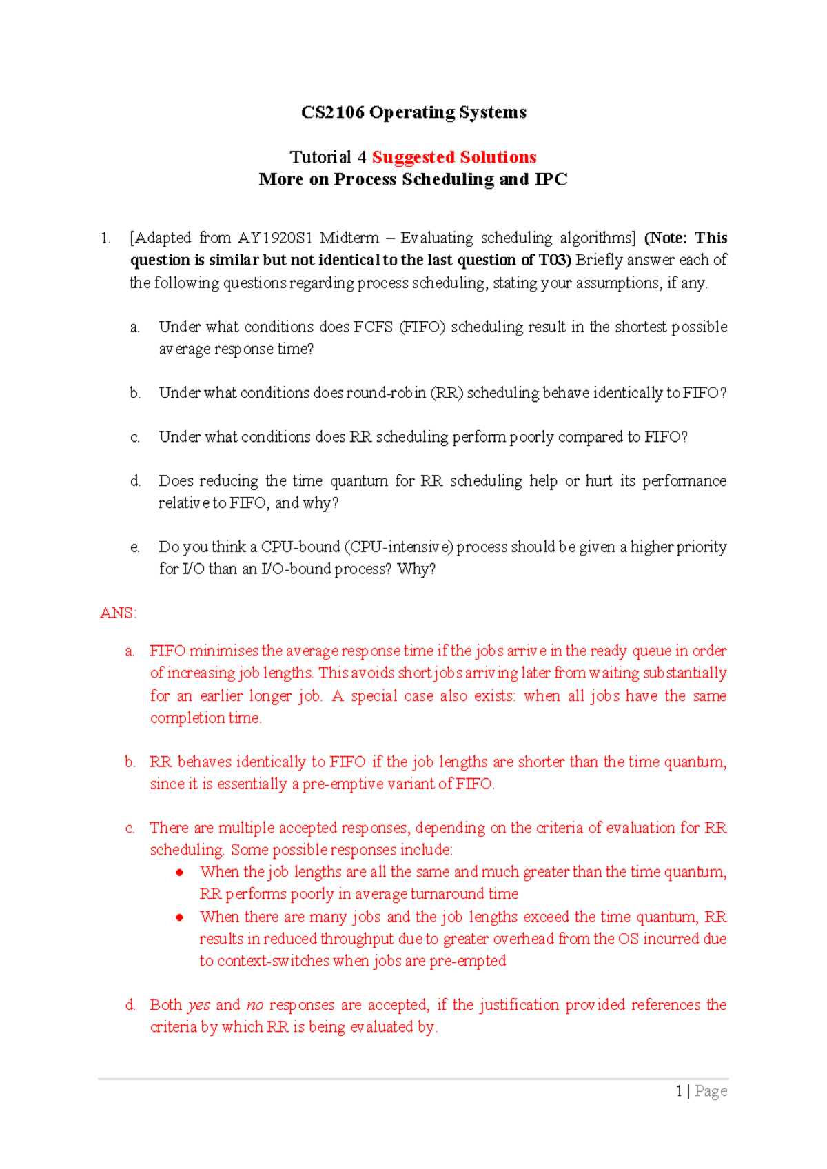 Tutorial 04 ans - aefaoejgowa - CS2106 Operating Systems Tutorial 4 Suggested Solutions More on ...