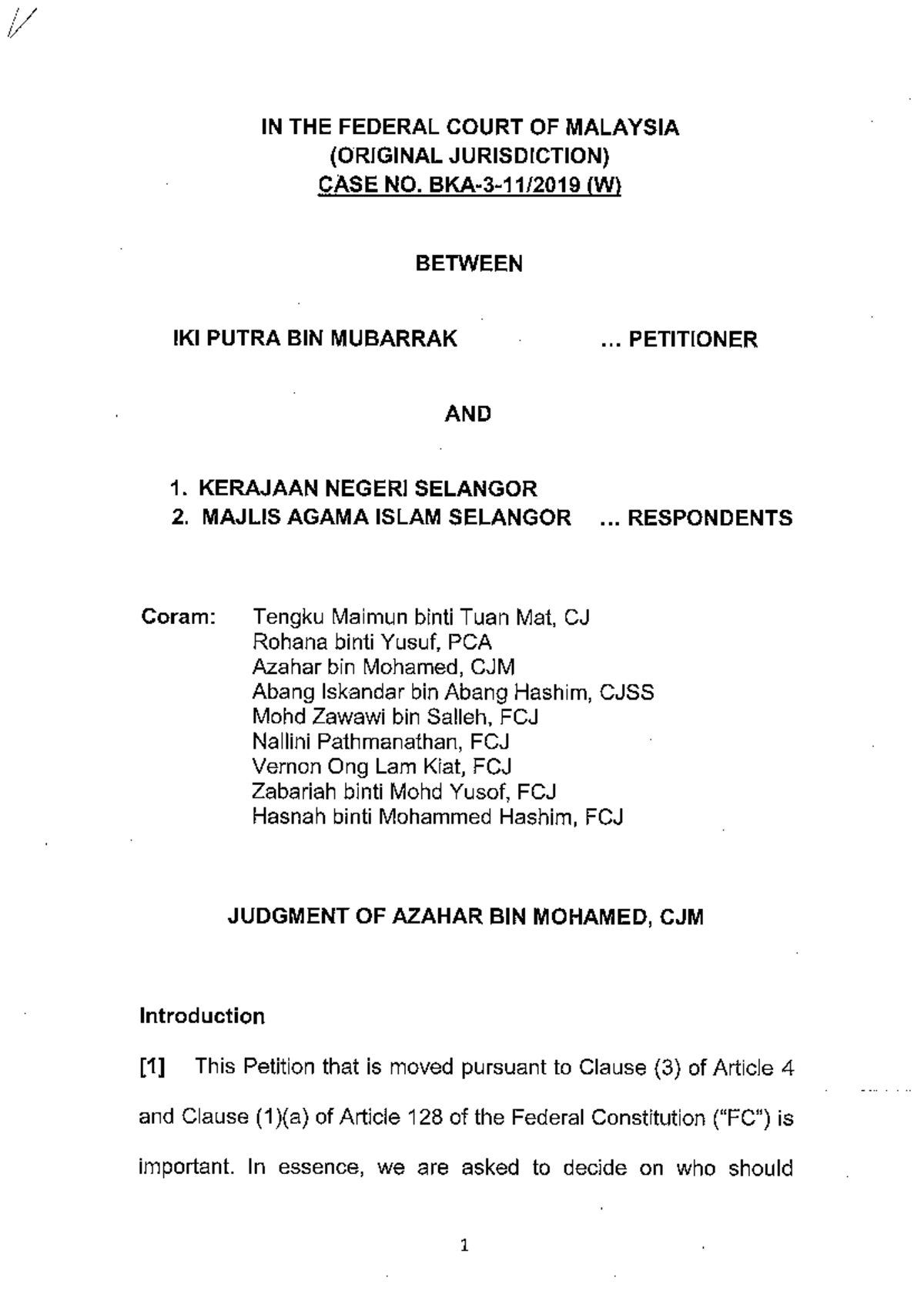 Iki Putra v Gov&Majlis Agama Islam Selangor - Constitutional Law II ...