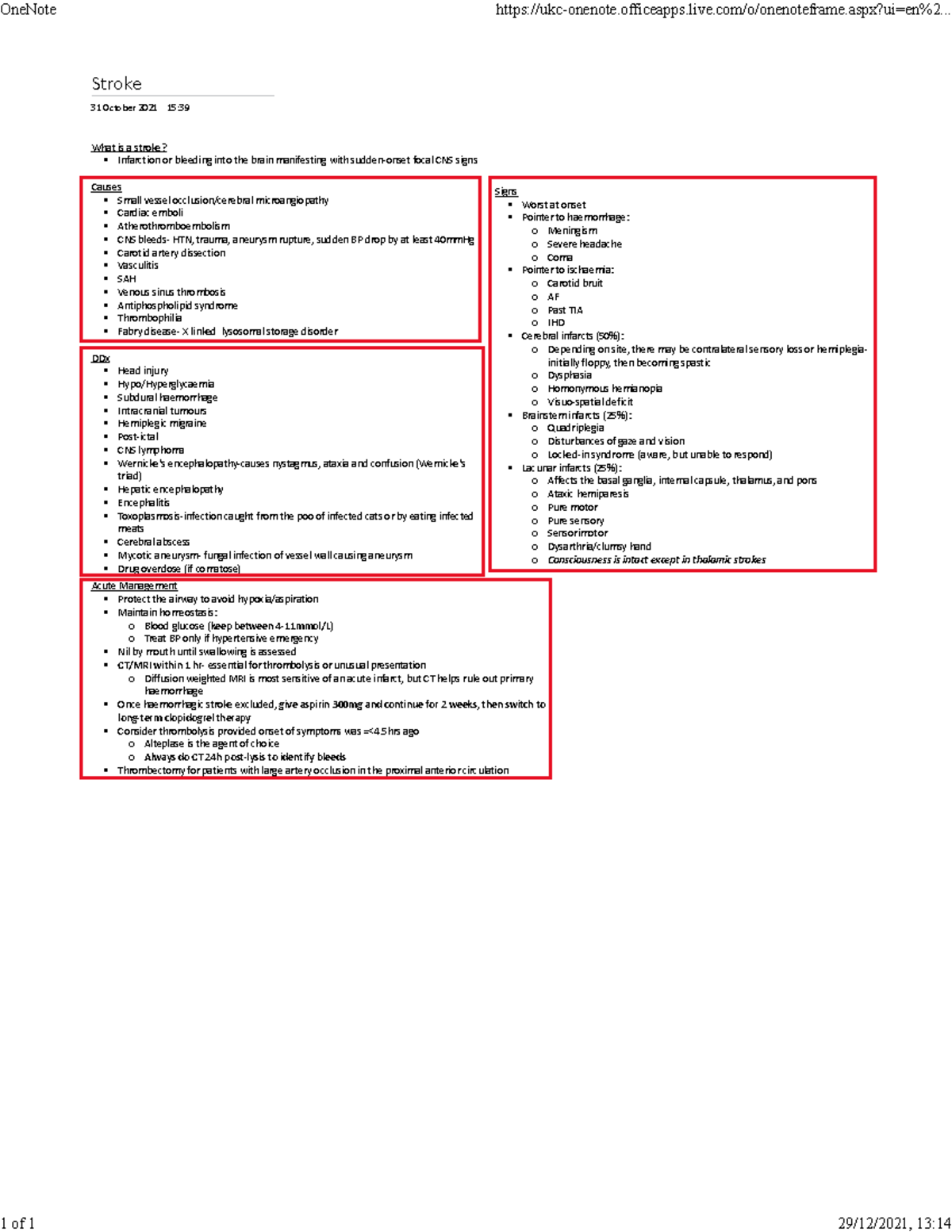 Stroke notes from Bristol - MEDI30021 - University of Bristol - Studocu