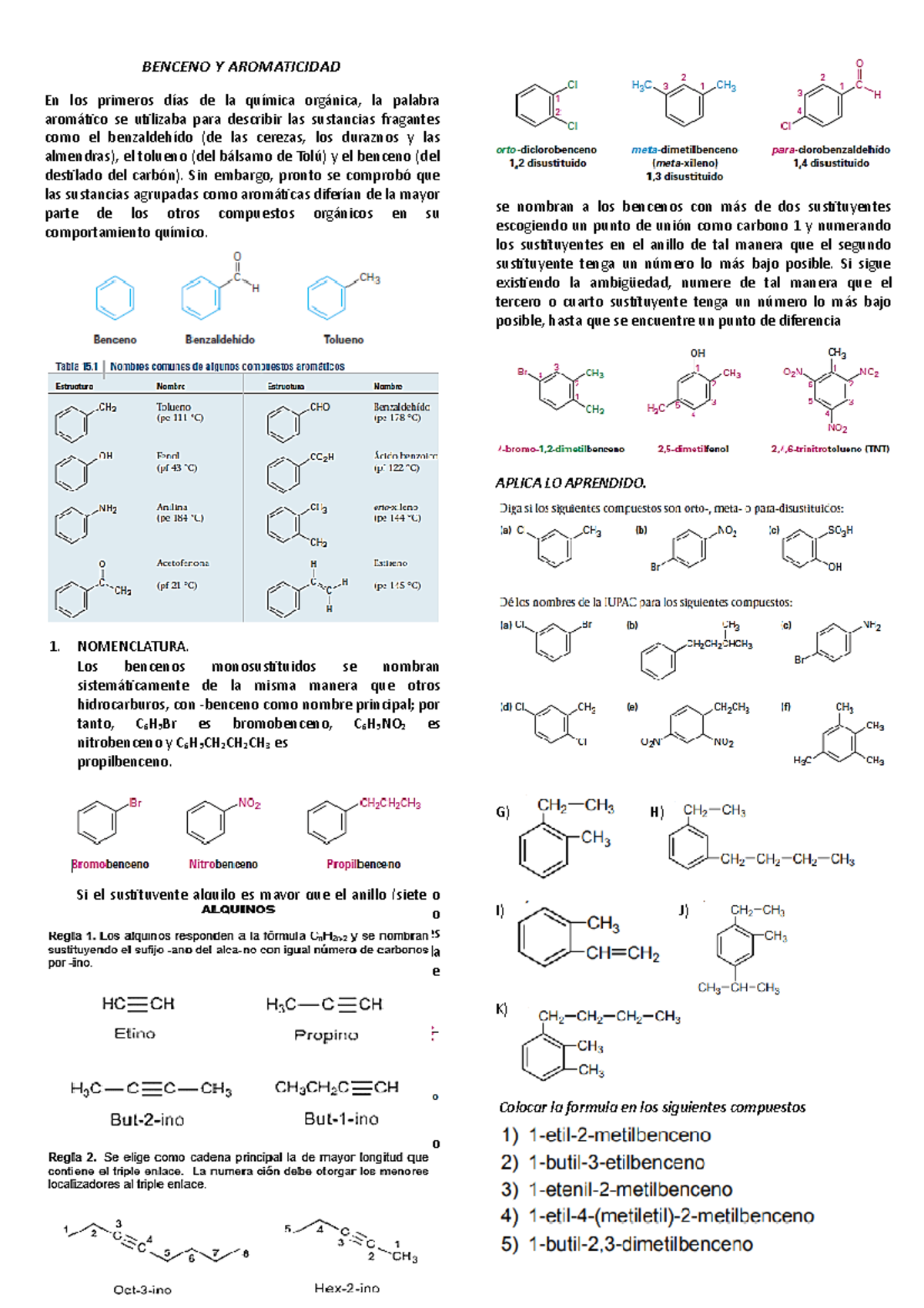 Benceno Y Aromaticidad - BENCENO Y AROMATICIDAD En los primeros días de ...