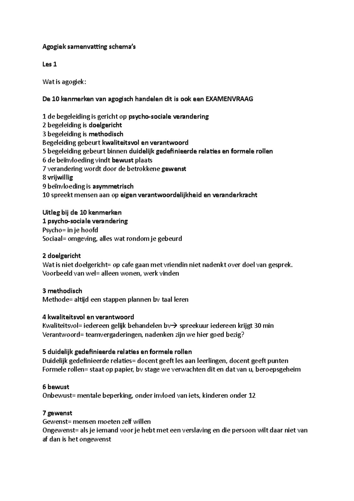 Agogiek samenvatten september - Agogiek samenvatting schema’s Les 1 Wat ...