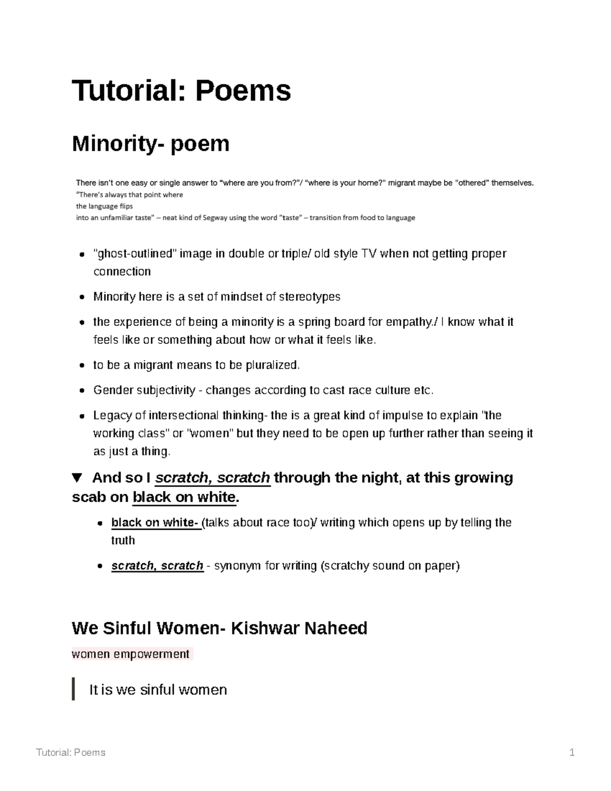 We Sinful Women:minority-poem - Tutorial: Poems 1 Tutorial: Poems ...