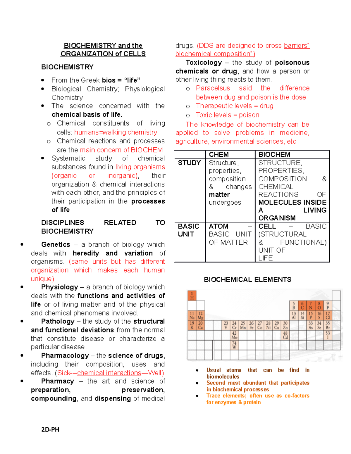 Biochemistry and the Organization of Cells - BIOCHEMISTRY and the ...