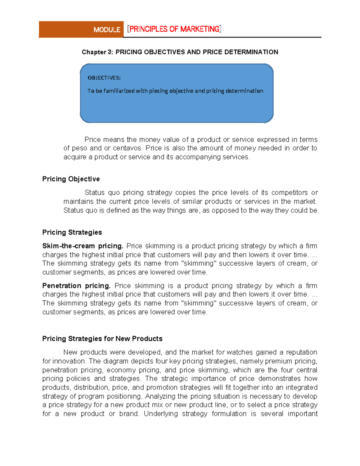 Chapter 3 - Pricing Objectives AND Price Determination - Chapter 3 ...