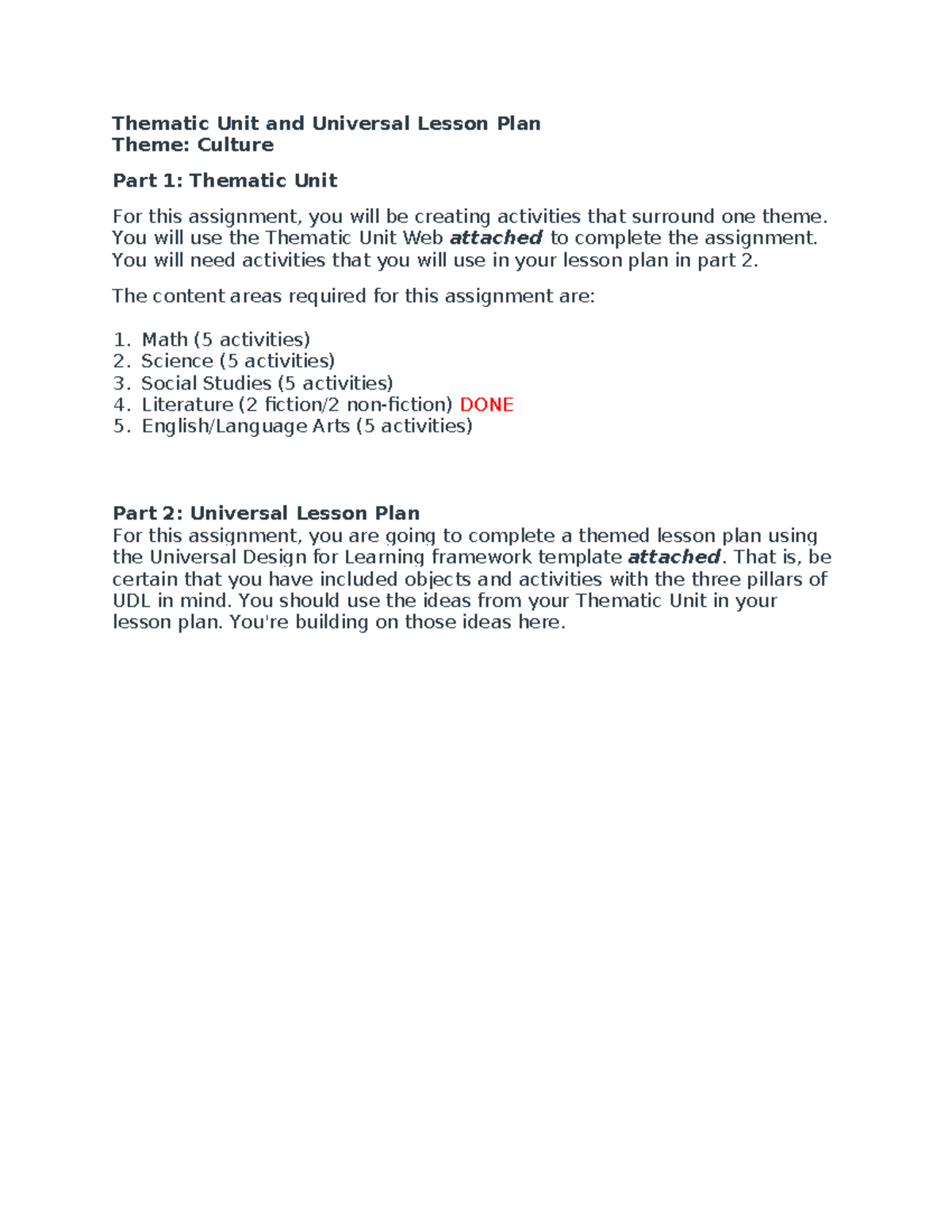 Thematic Unitand Universal Lesson Plan 729 - Thematic Unit and ...