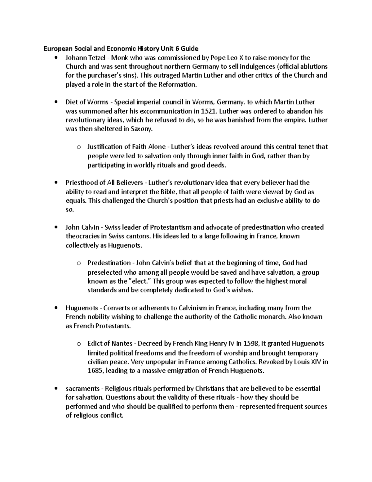 European Social and Economic History Unit 6 Guide - This outraged ...