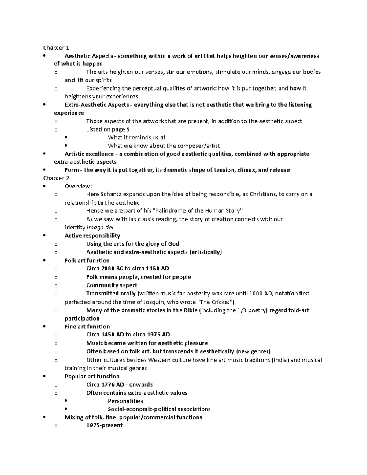 Intro to the Arts Notes - Chapter 1 Aesthetic Aspects - something ...