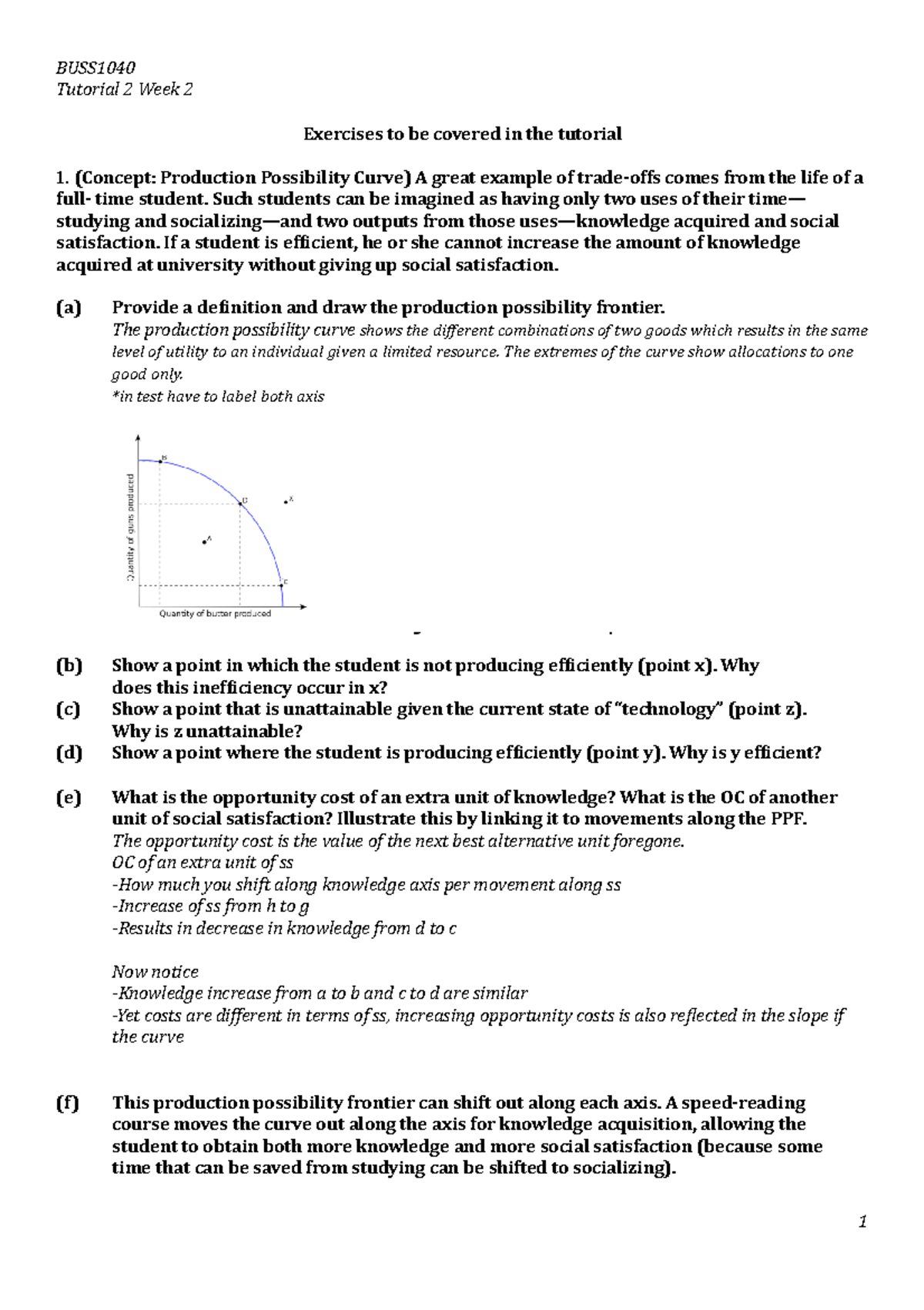 Tutorial 2 - notes - 1 BUSS Tutorial 2 Week 2 Exercises to be covered ...