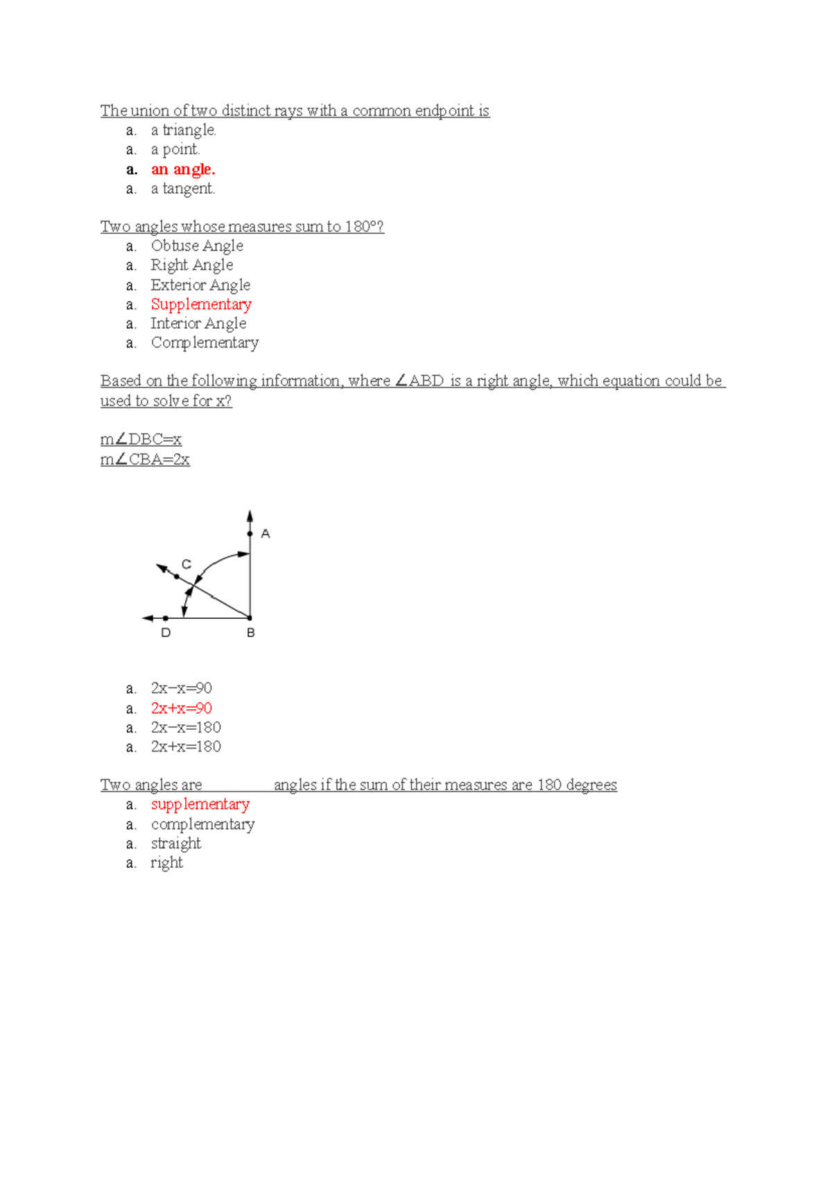 Numeracy angles qns - The union of two distinct rays with a common ...