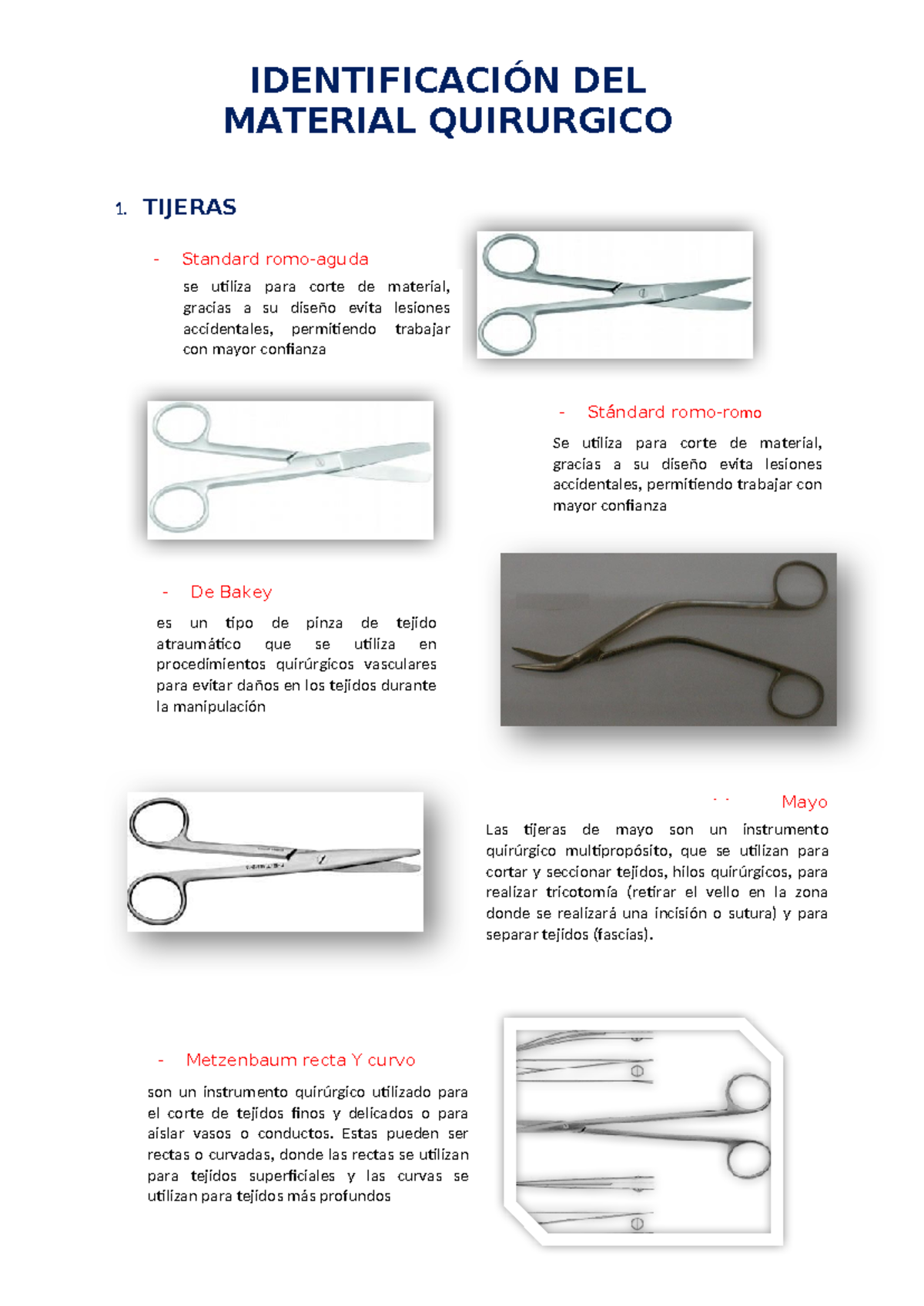 Instrumental quirurgico - IDENTIFICACIÓN DEL MATERIAL QUIRURGICO 1 ...