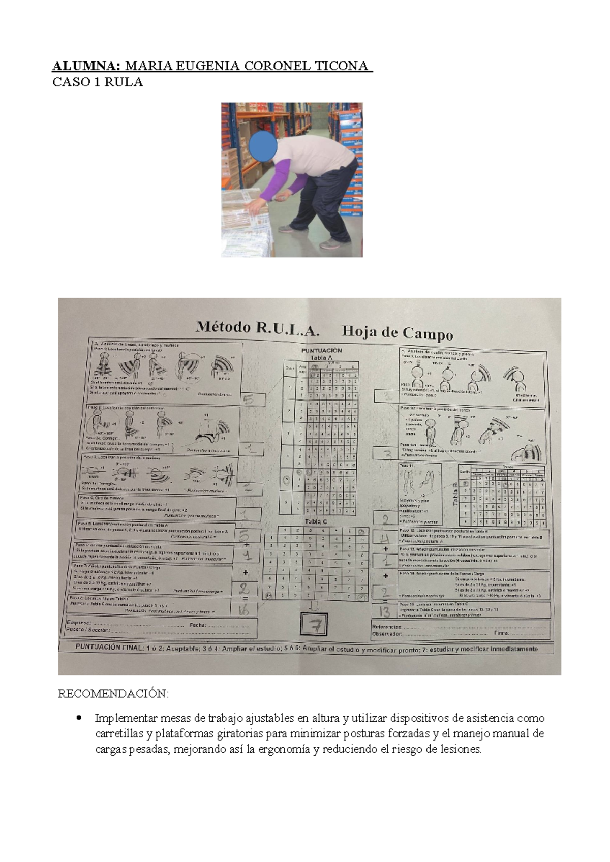 Caso 1 Análisis Método RULA para la ciencia - individuo y medio ...