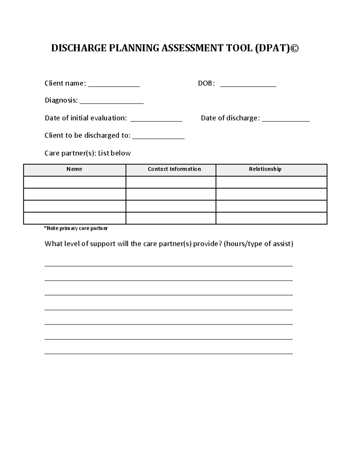 Discharge Planning Assessment Form-pdf (1)-1-1 - - Studocu