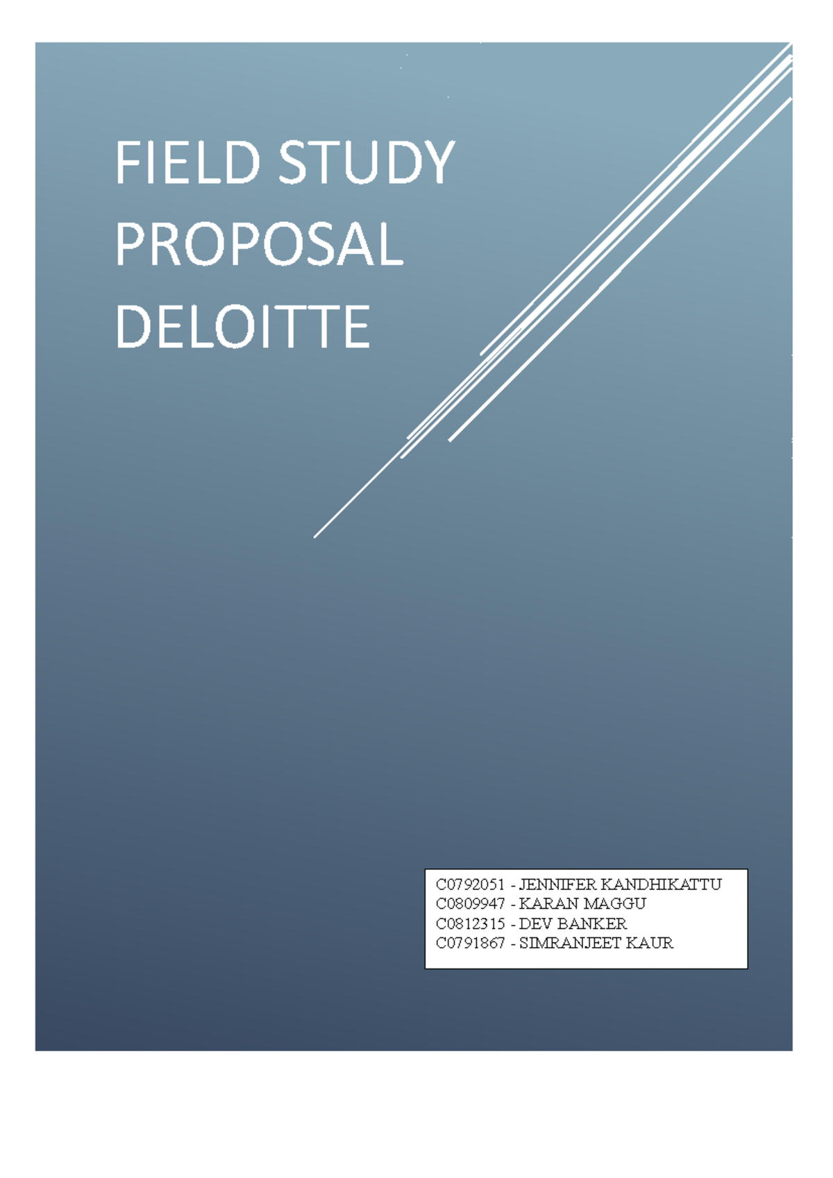 Field Study Proposal - FIELD STUDY PROPOSAL DELOITTE C0792051 ...