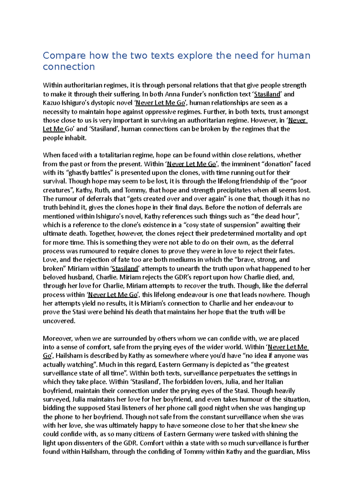 Practice comparitive - comparative essay - Compare how the two texts ...