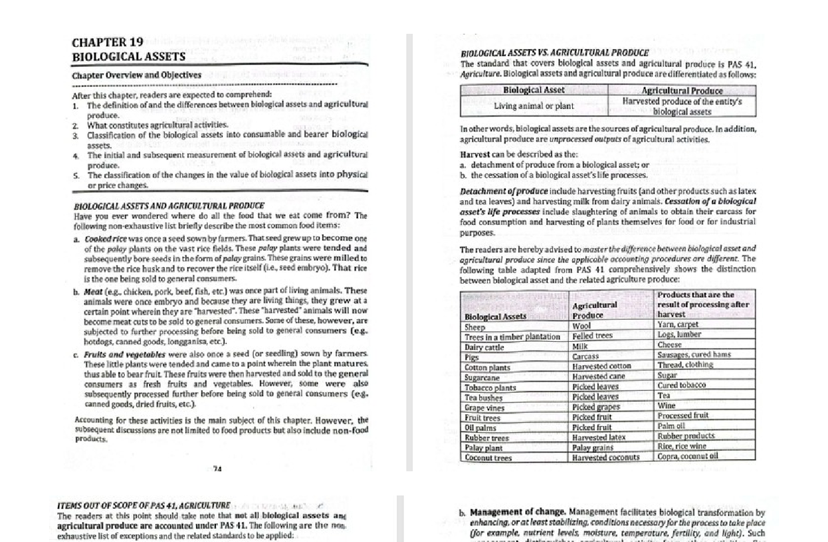 Biological assets - CHAPTER 19 BIOLOGICAL ASSETS BIOLOGICAL ASSETS VS ...