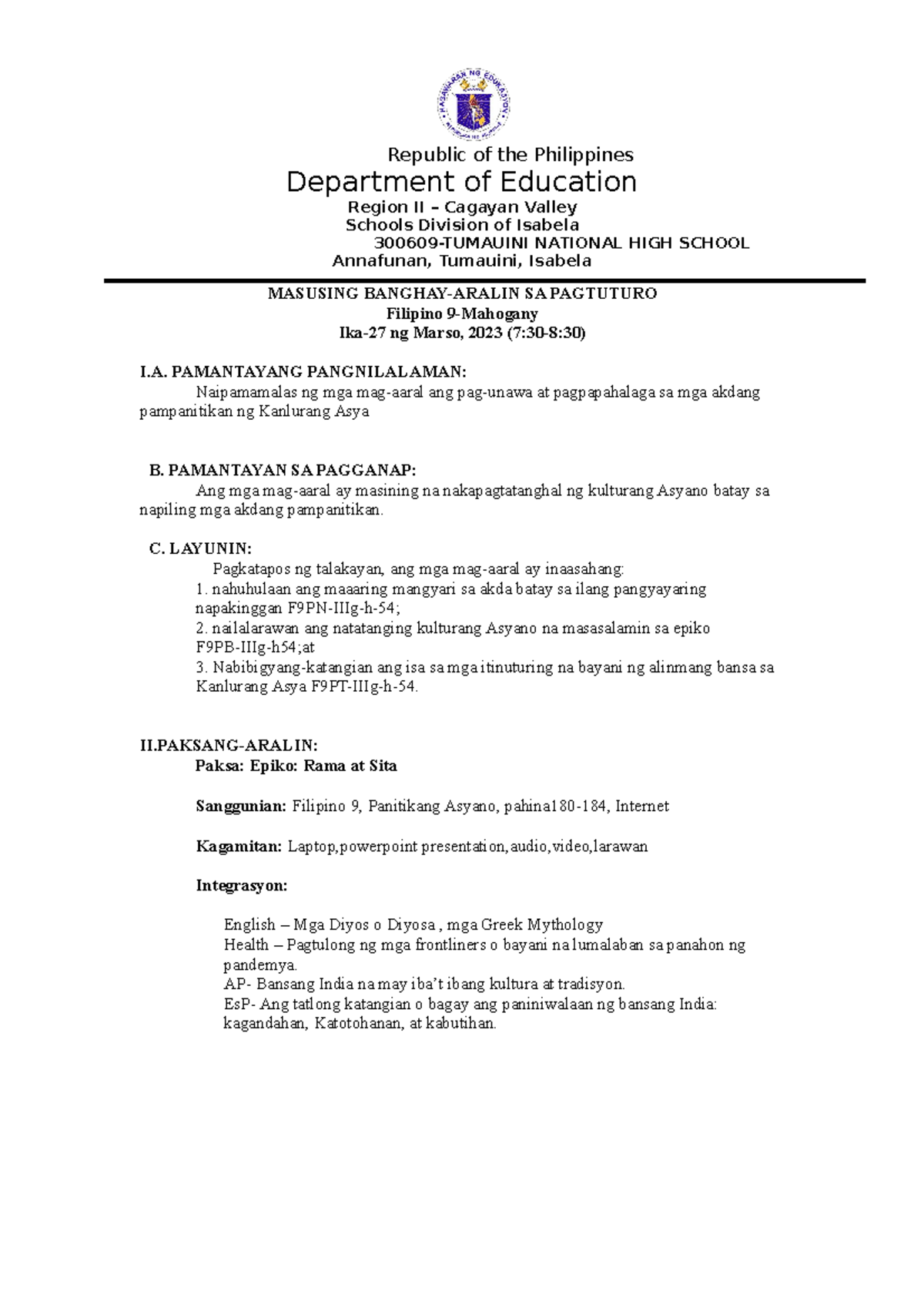 Republic of the Philippines - Republic of the Philippines Department of ...