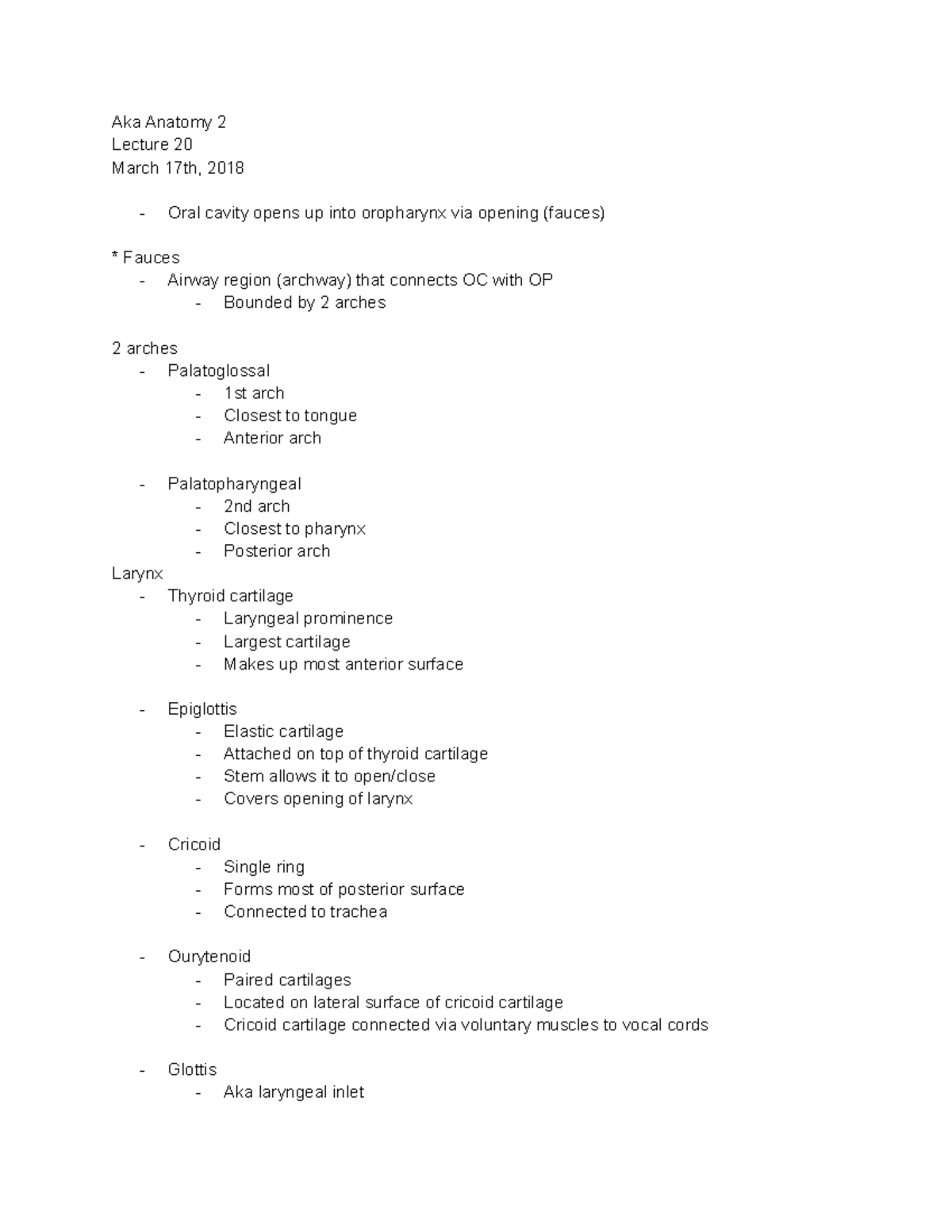 Anatomy 2 - Lecture 20 - Aka Anatomy 2 Lecture 20 March 17th, 2018 ...