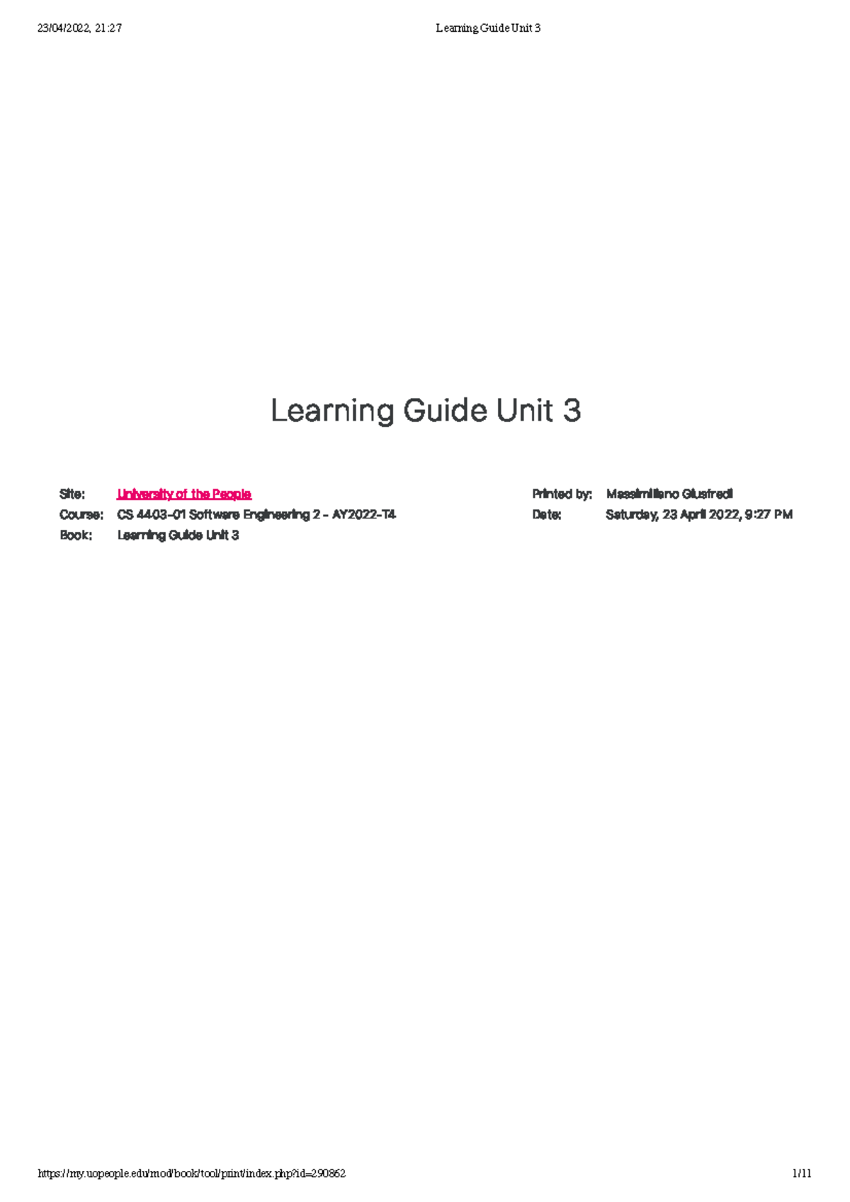 Learning Guide Unit 3 - Implement parameters of Process Oriented ...