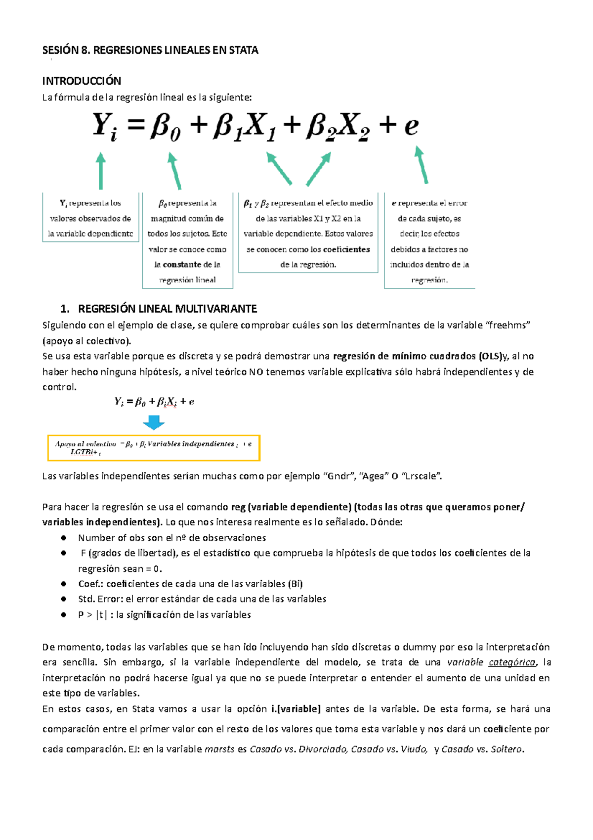 Sesión 8 - Preparación - SESIÓN 8. REGRESIONES LINEALES EN STATA ...