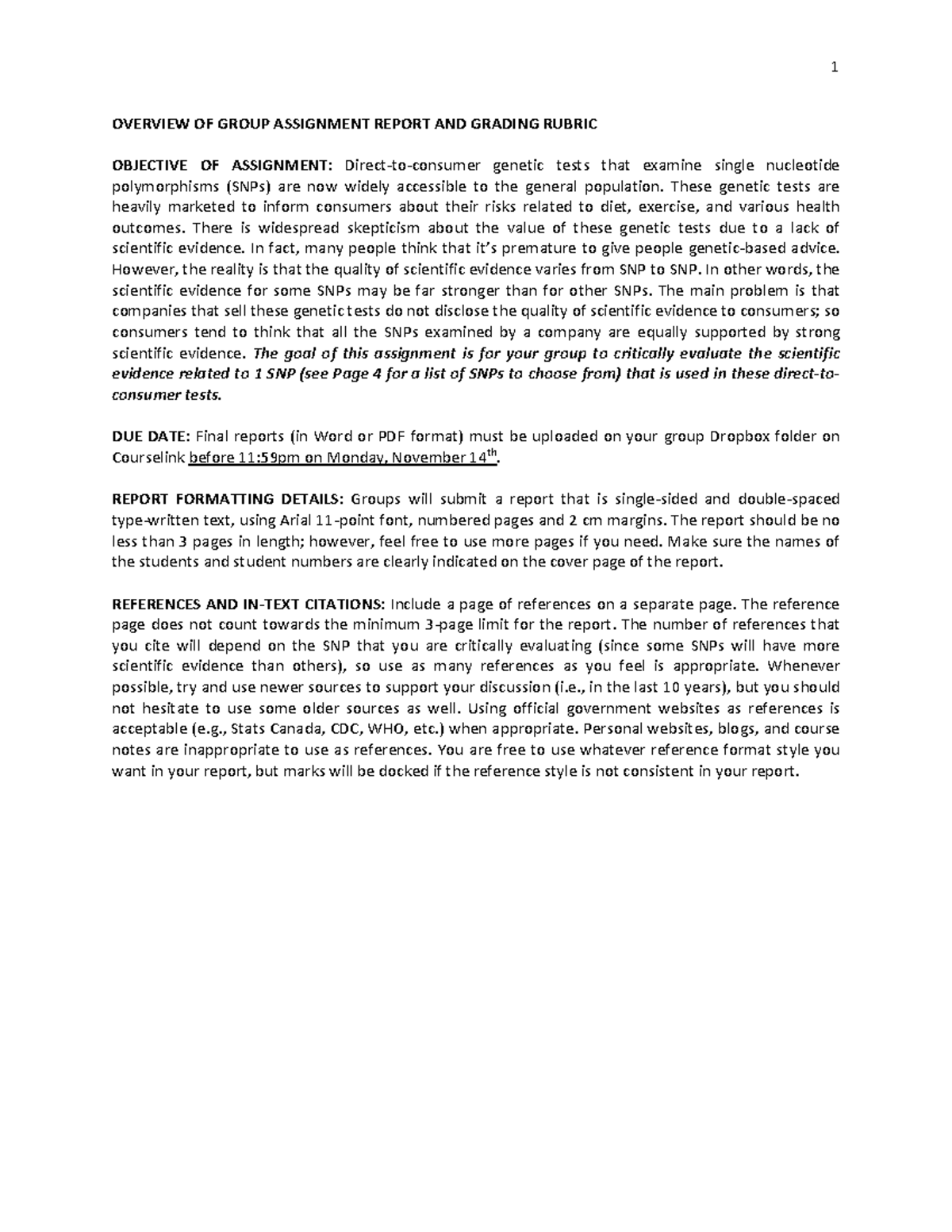 Group Assignment and Rubric - OVERVIEW OF GROUP ASSIGNMENT REPORT AND ...
