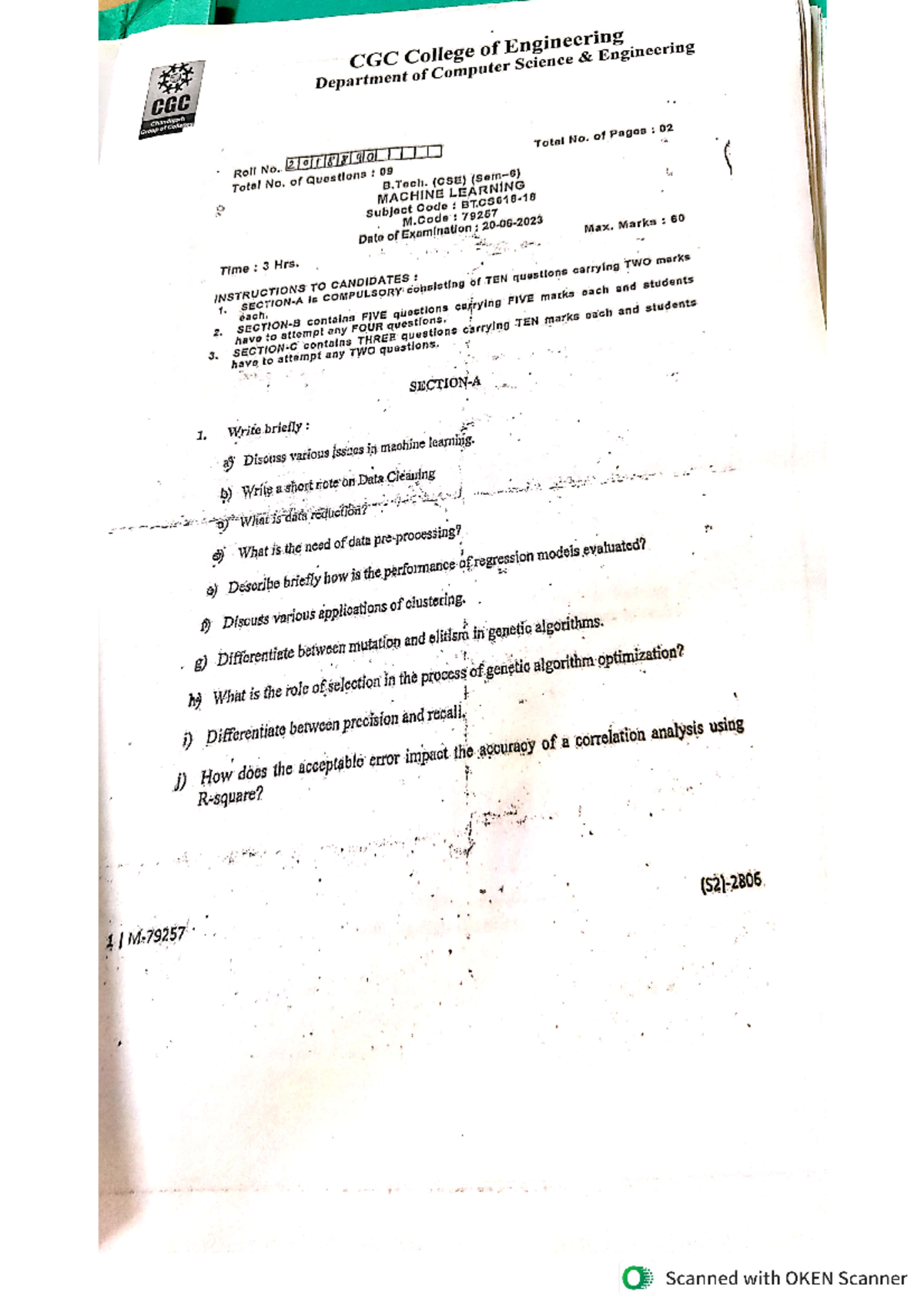 PTU 2023 - paper - B.tech IT - Studocu