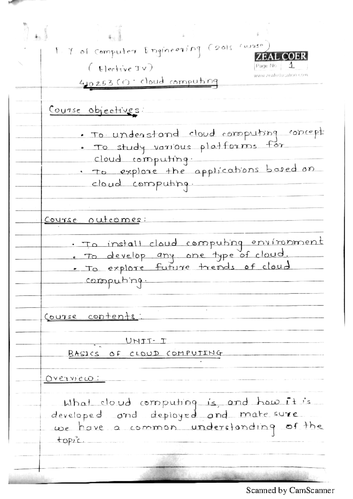 Unit 1 Cloud Computing - Bsjsisosjns - Computer Engineering - Studocu