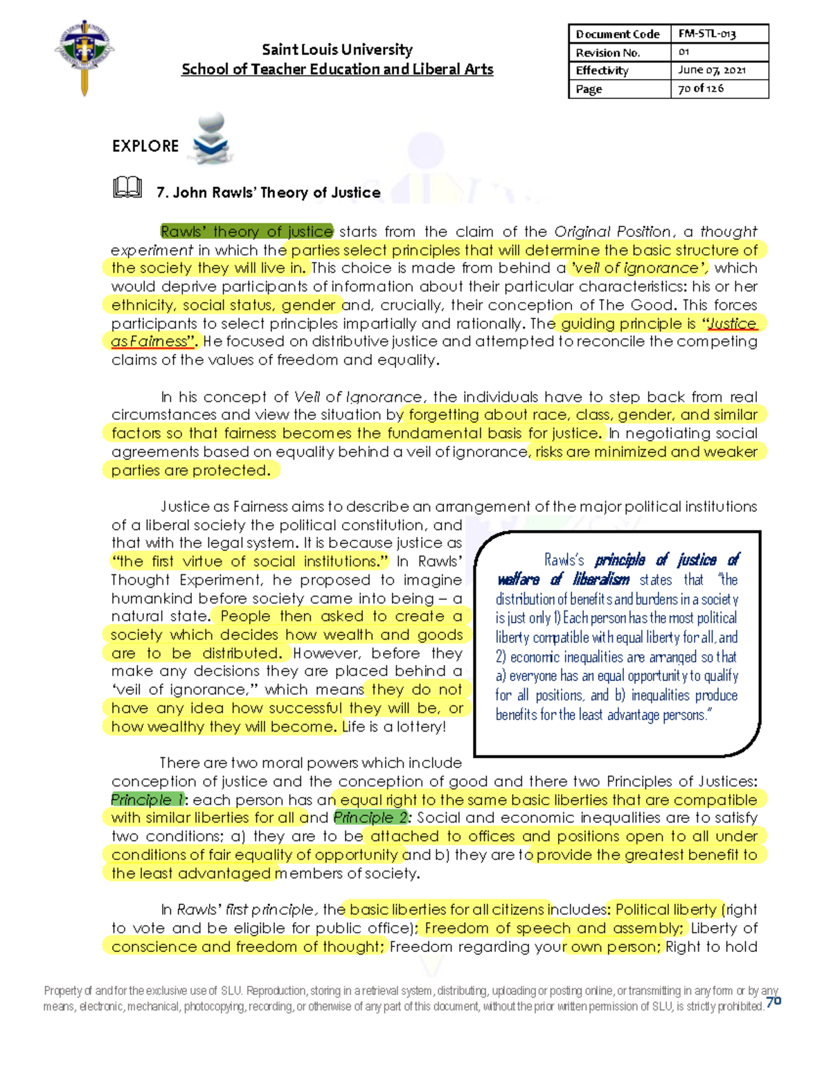 GEN ED Gethics Module - Ethicsss - Property of and for the exclusive ...