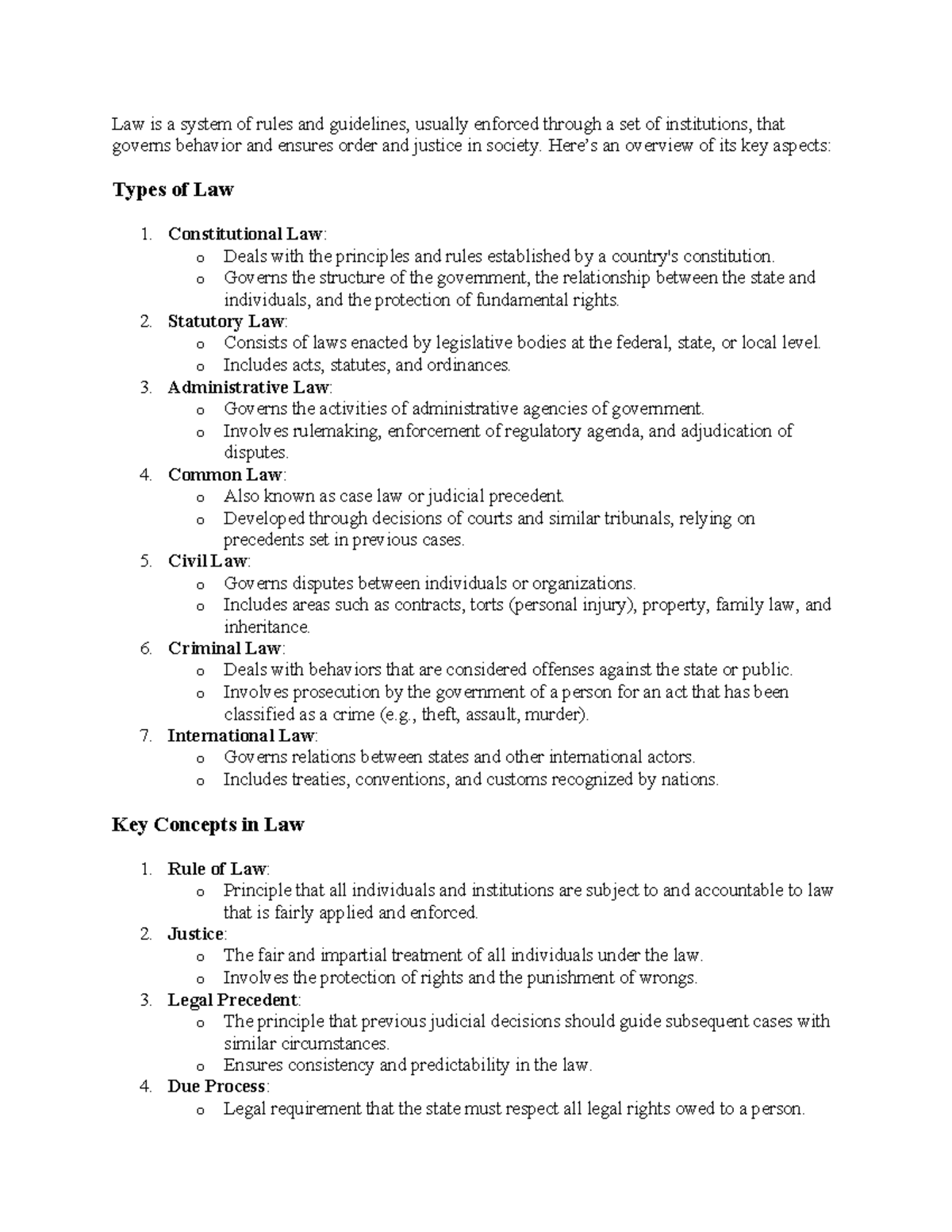 Studoc doc 2. - Complete notes - Law is a system of rules and ...