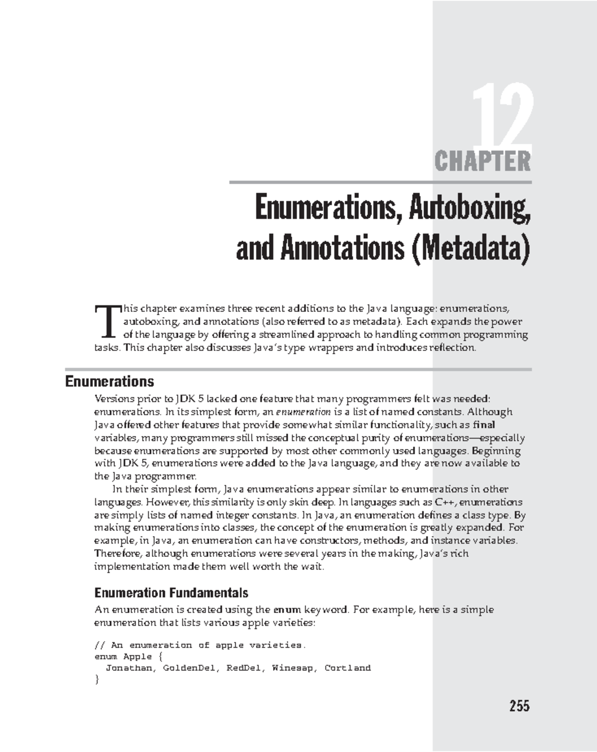 Java The Complete Reference - 12 Enumerations, Autoboxing, and Annotations (Metadata) T his ...