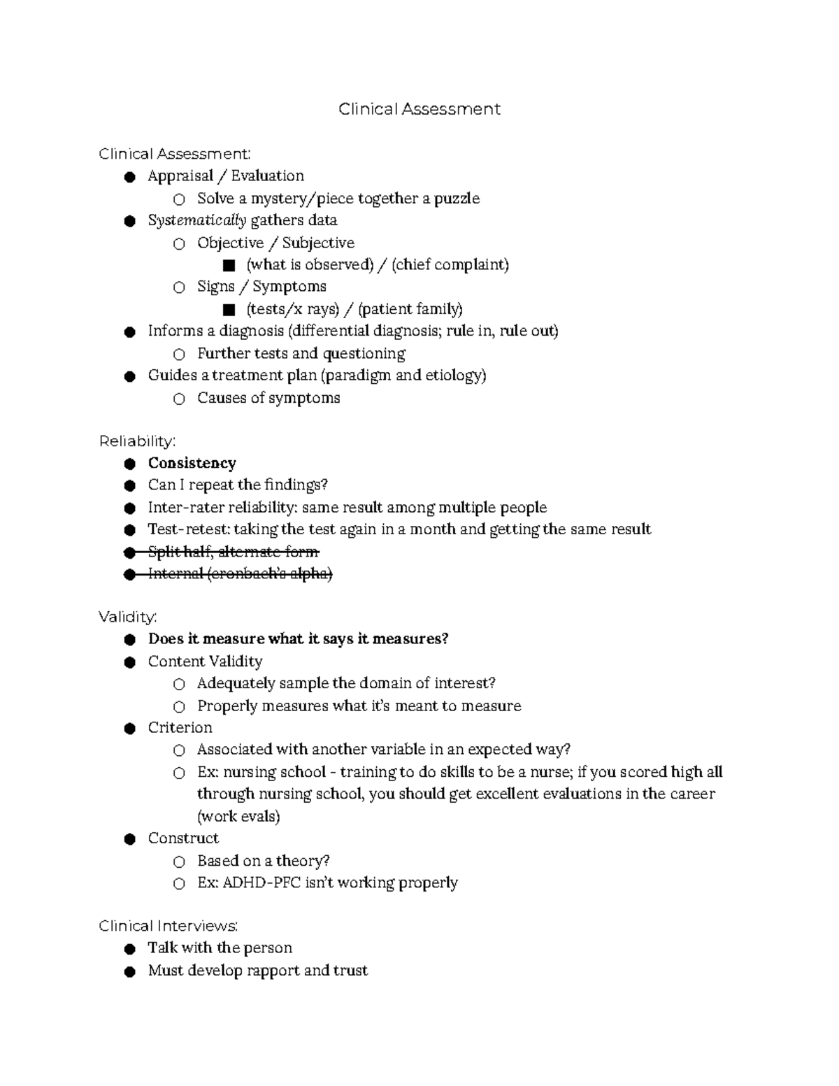 Clinical Assessment - Dr. Michalski - Clinical Assessment Clinical ...