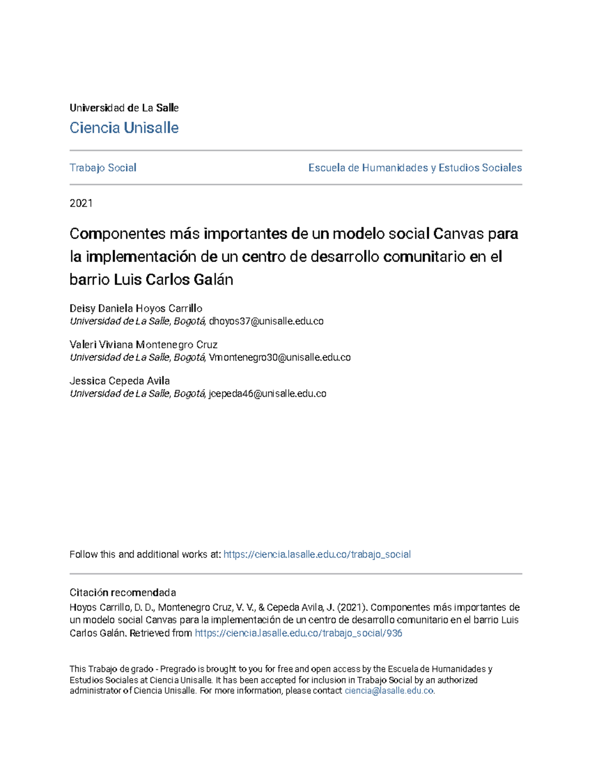 Componentes más importantes de un modelo social Canvas para la im ...