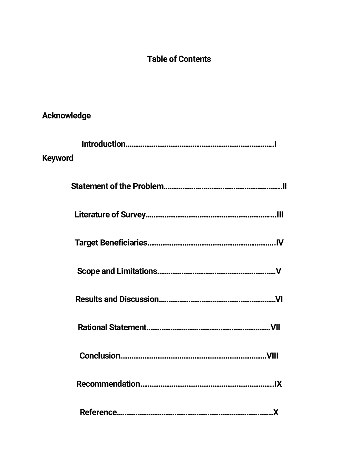 Research paper example mla 3 - Table of Contents Acknowledge - Studocu