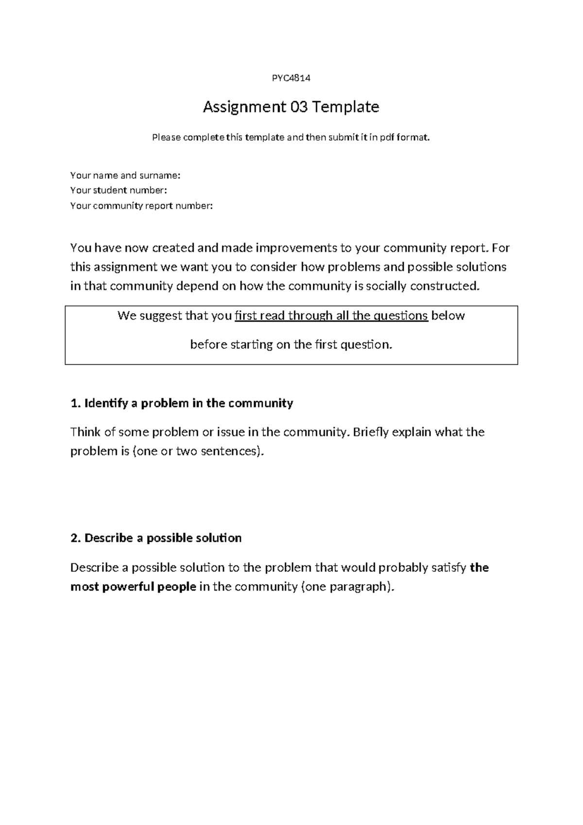 Assignment 03 template - PYC Assignment 03 Template Please complete this template and then ...