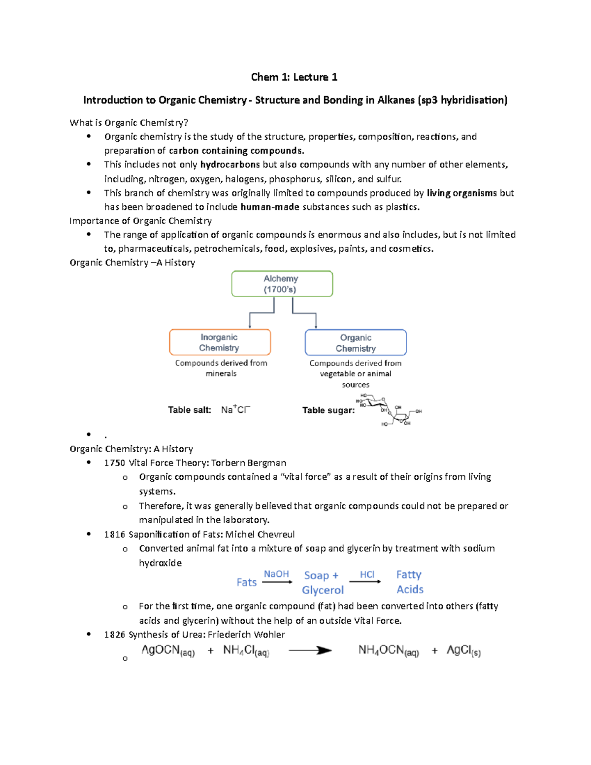 Chem 1 Lecture 1 Introduction to Organic Chemistry - This includes not ...
