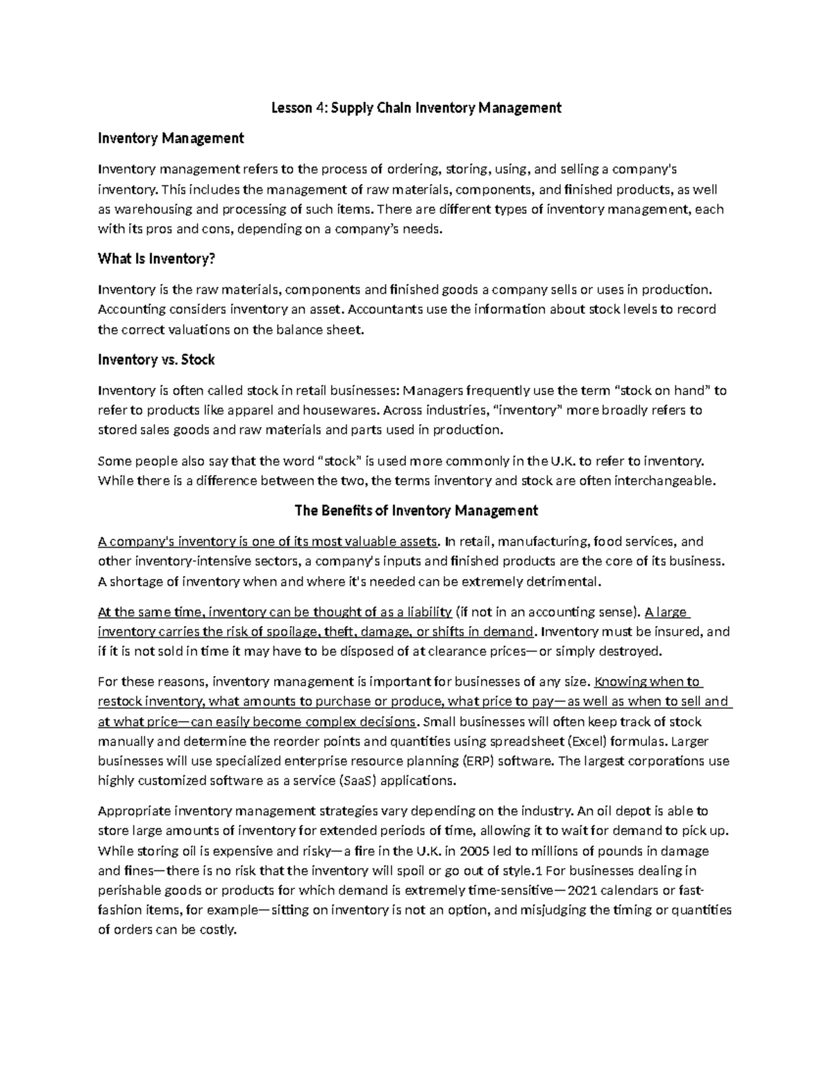 KLL - OM102 - Lesson 4 - Operations Management Notes 2 - Lesson 4 ...