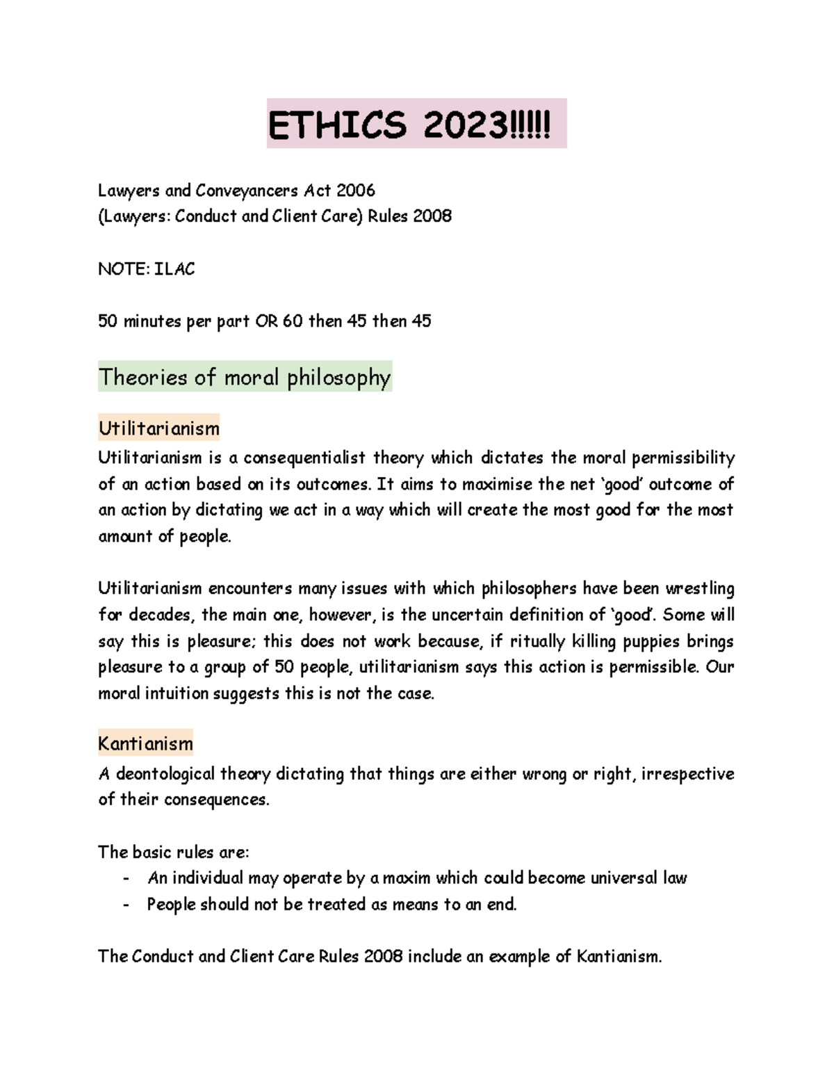 Ethics exam notes - ETHICS 2023!!!!! Lawyers and Conveyancers Act 2006 ...