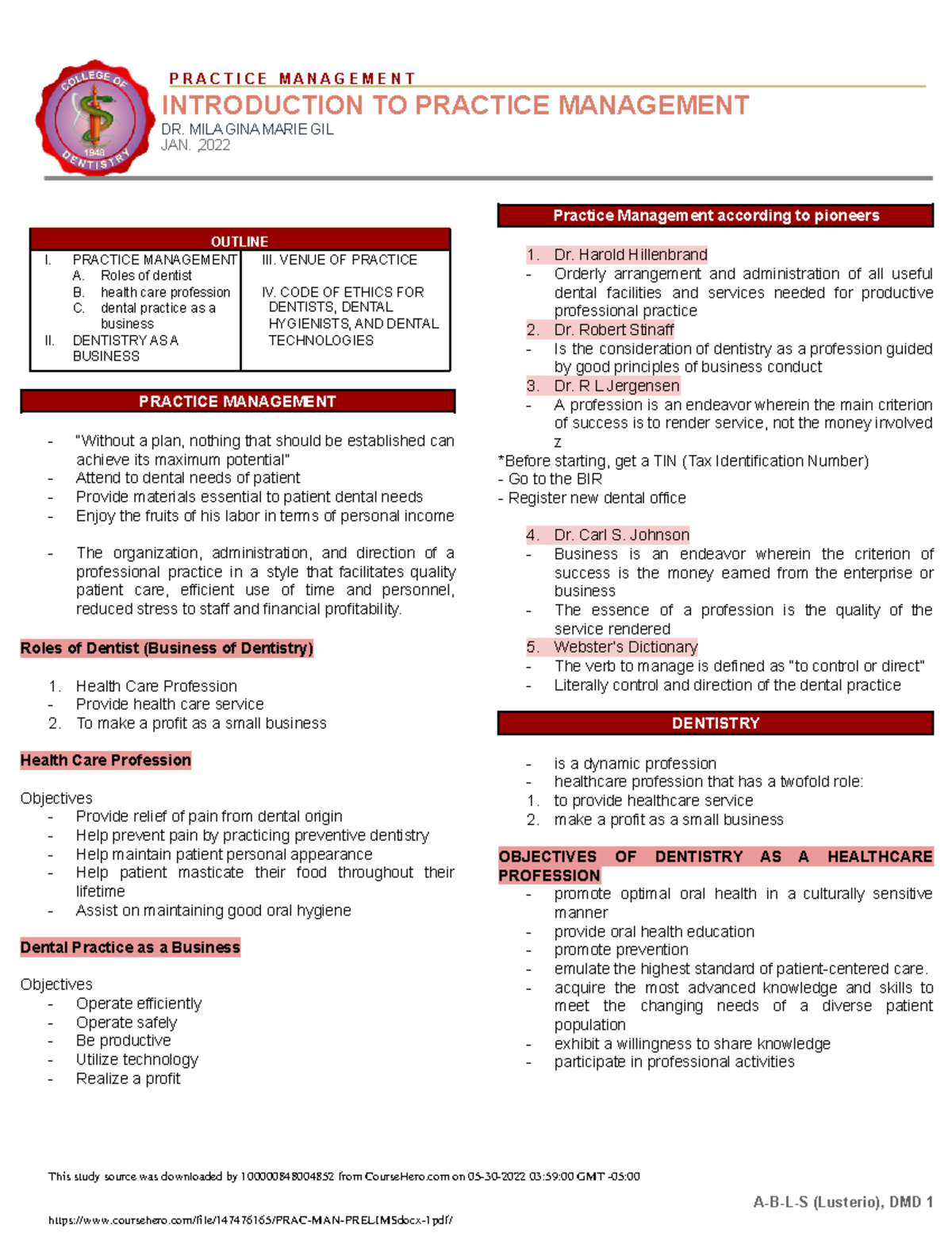 Prac Man Prelims - ....... - P R A C T I C E M A N A G E M E N T ...