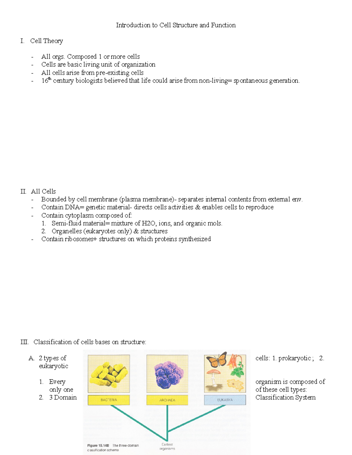 Introduction to Cell Structure and Function s21 - Cell Theory All orgs ...